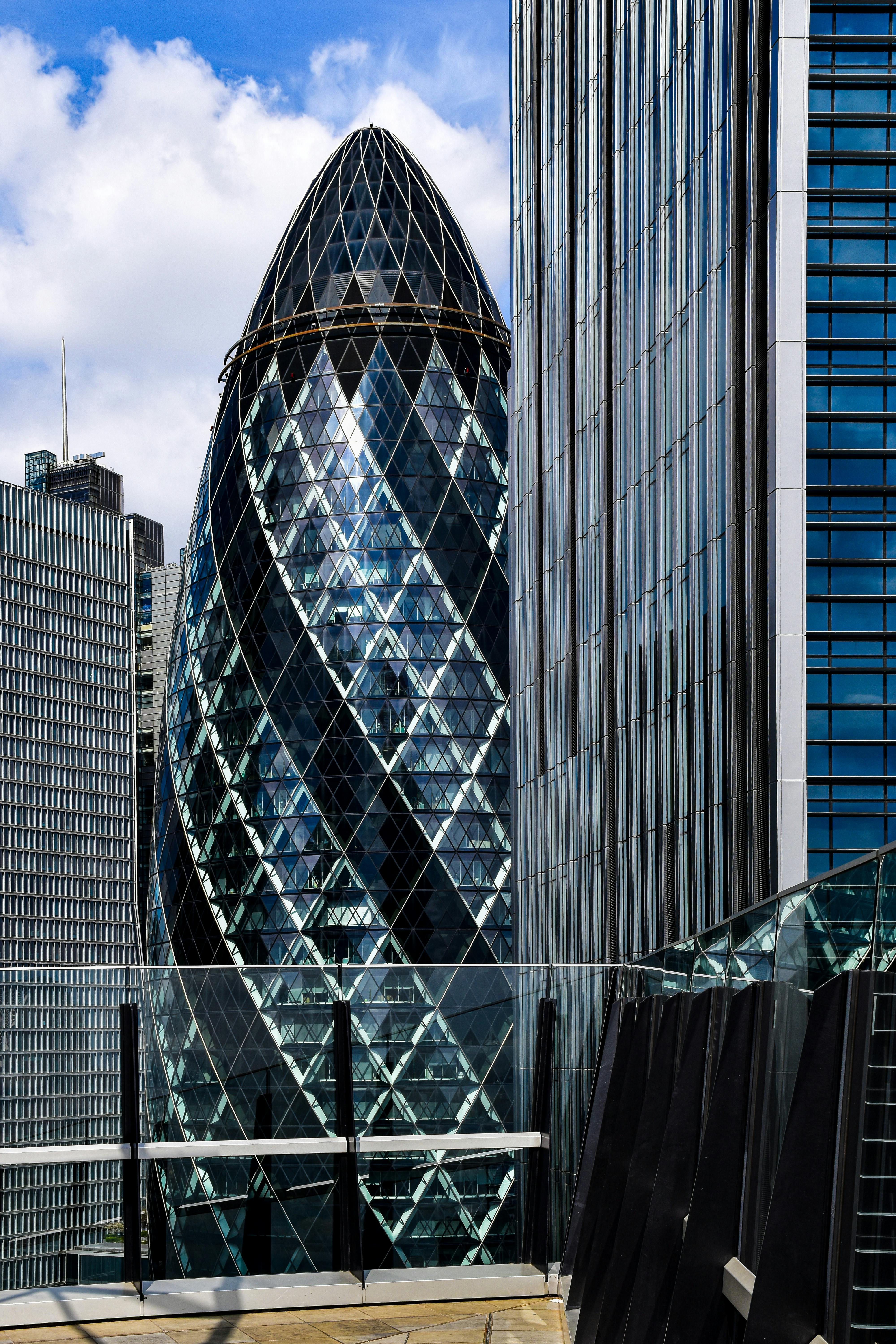 Contemporary skyscrapers complex in commercial district of modern ...