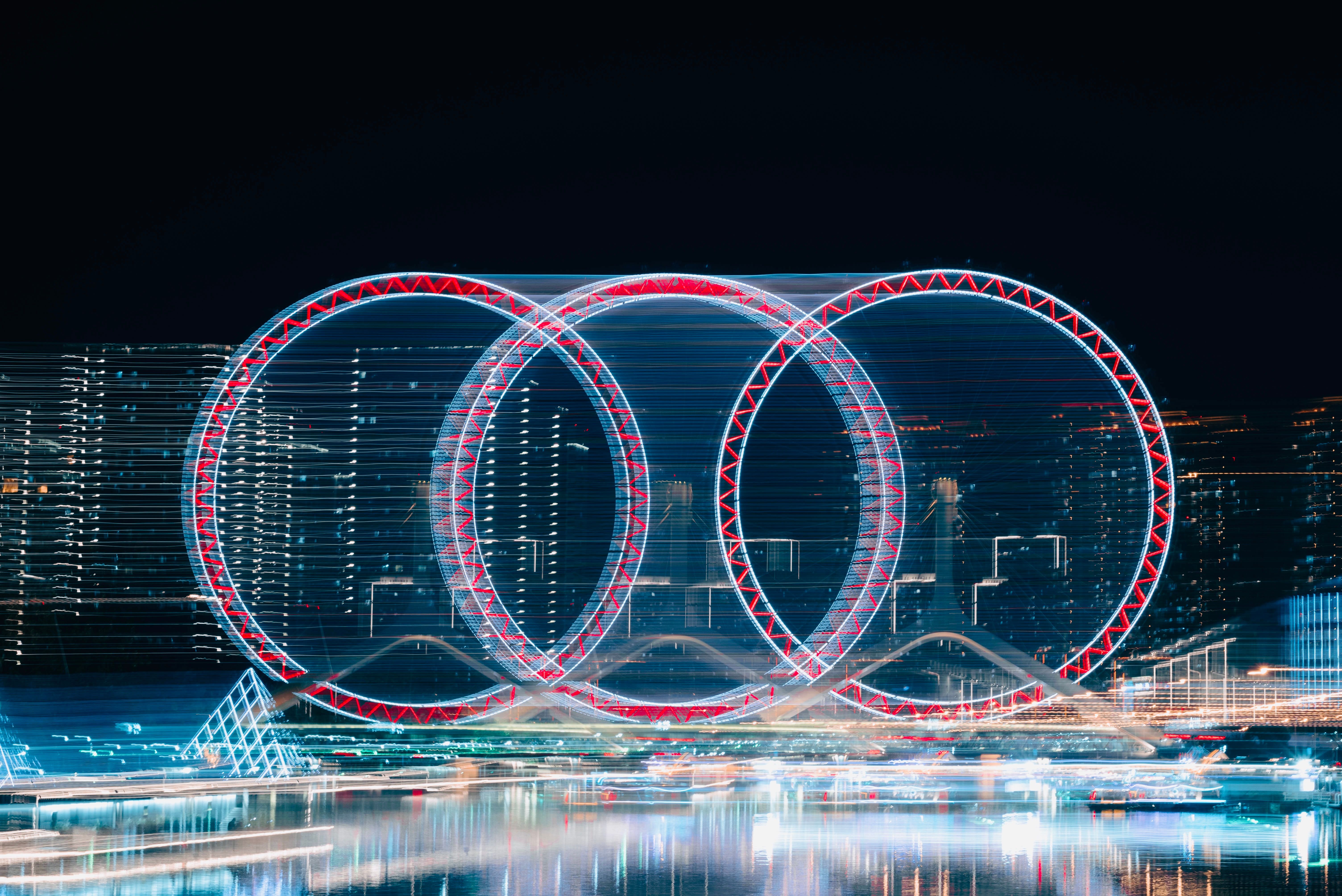 Long Exposure of the Tianjin Eye Ferris Wheel at Night · Free Stock Photo