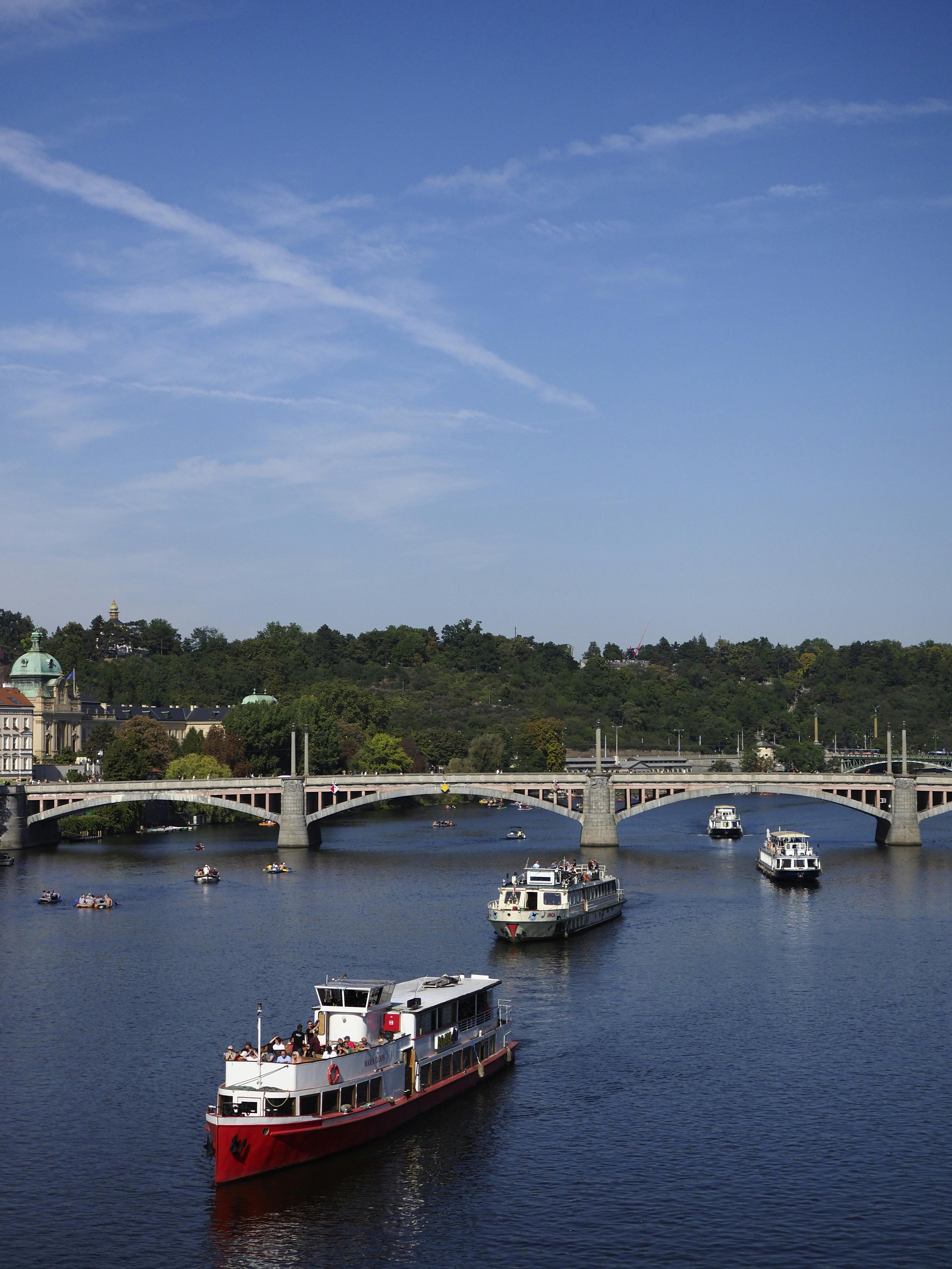 View of the Manes Bridge over the Vltava River in Prague, Czech ...