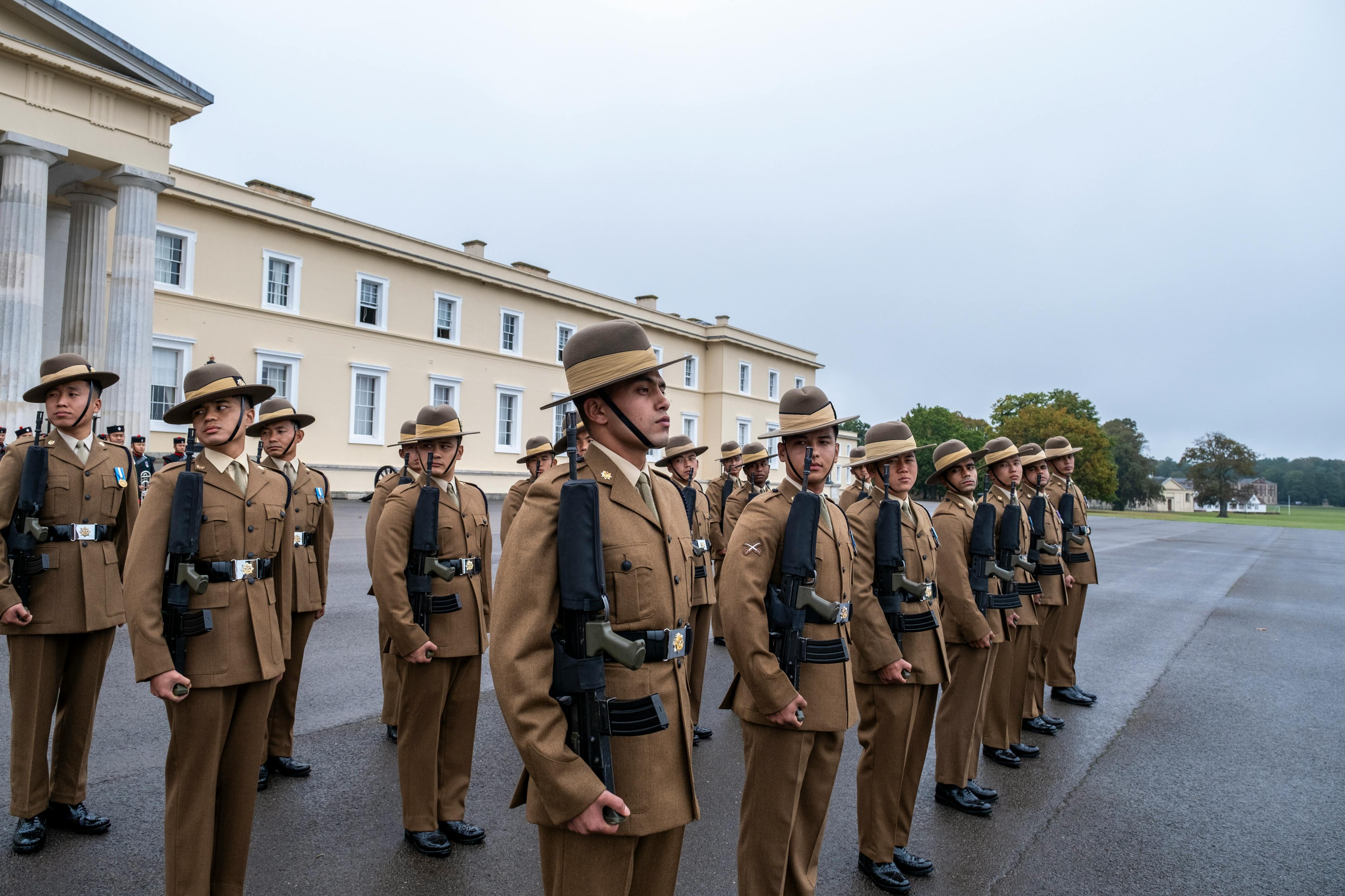 Soldiers Standing on Muster with Royal Military College Building behind ...