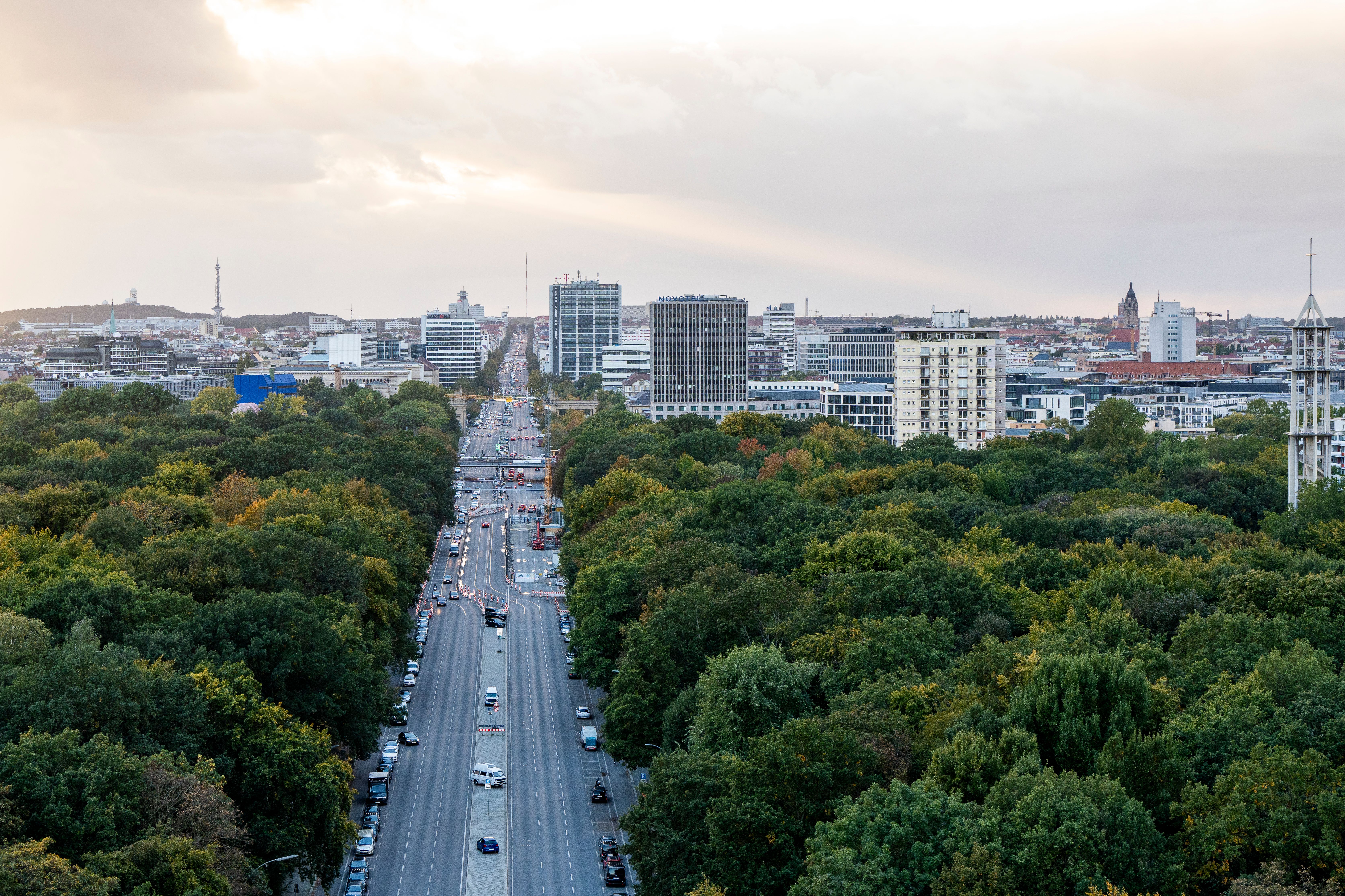 Aerial Panorama of Berlin Cityscape with a Green Park · Free Stock Photo