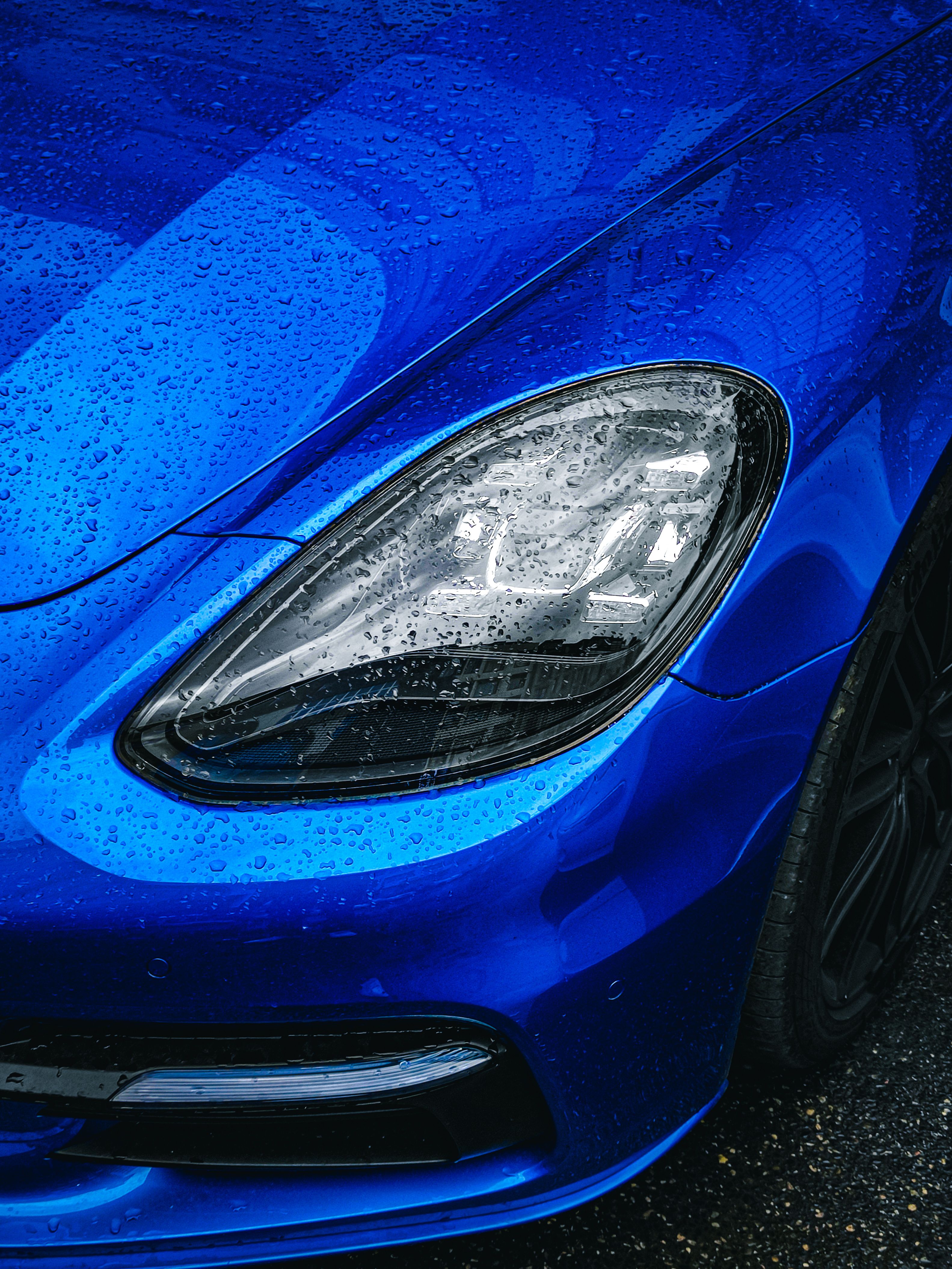 Headlight of Blue Car · Free Stock Photo