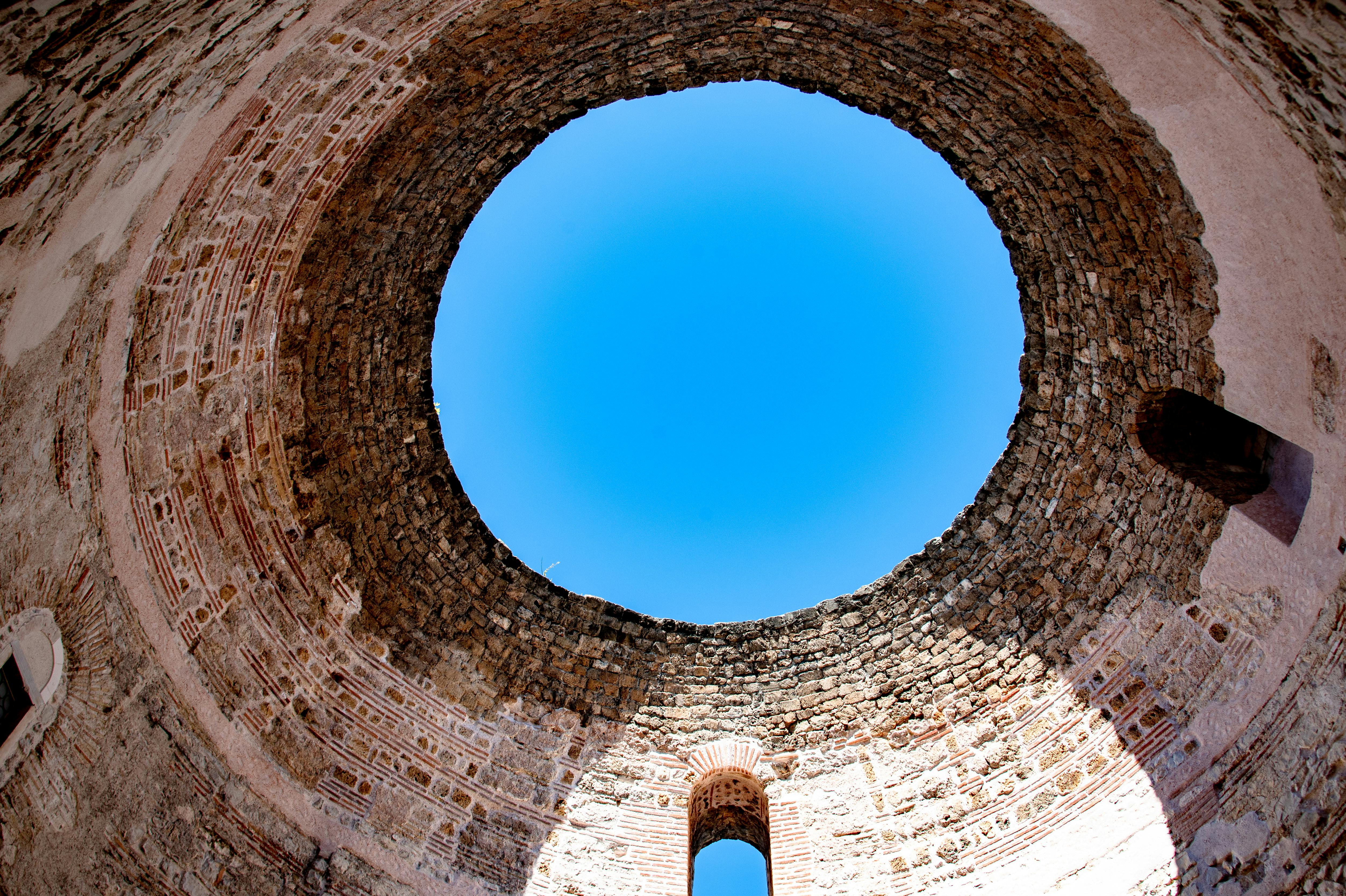Open Circle with the View of Blue Sky at the Vestibule, Split, Croatia ...