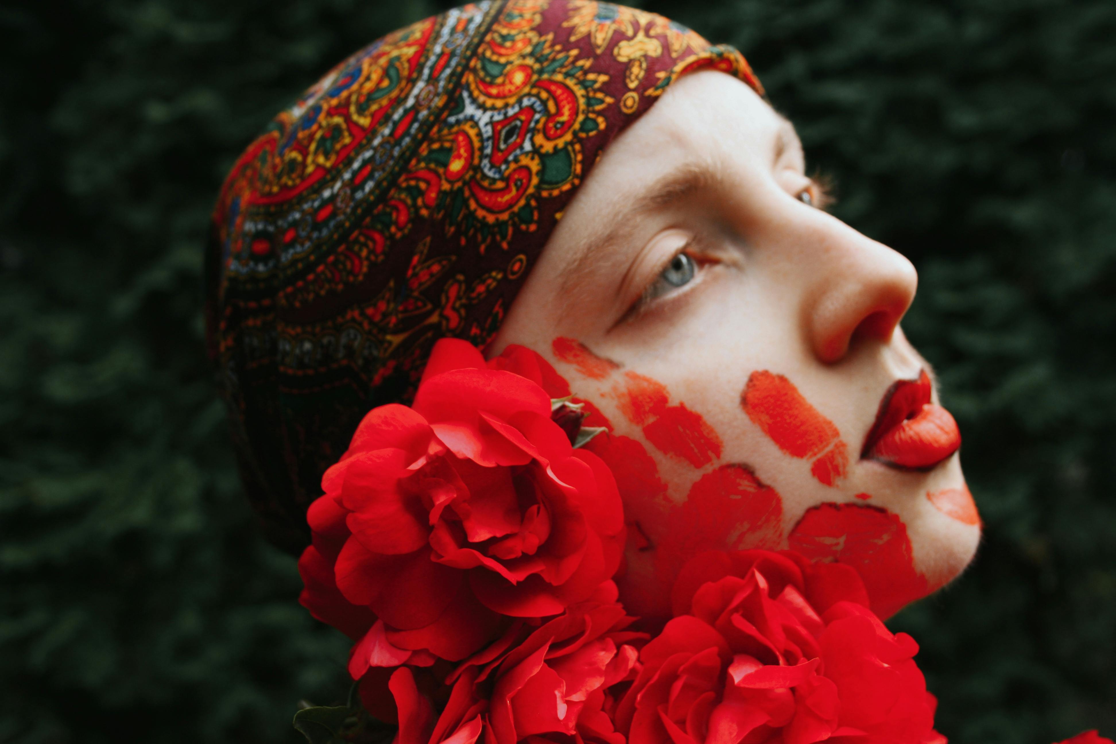 Roses by Hand Painted on Woman Face · Free Stock Photo