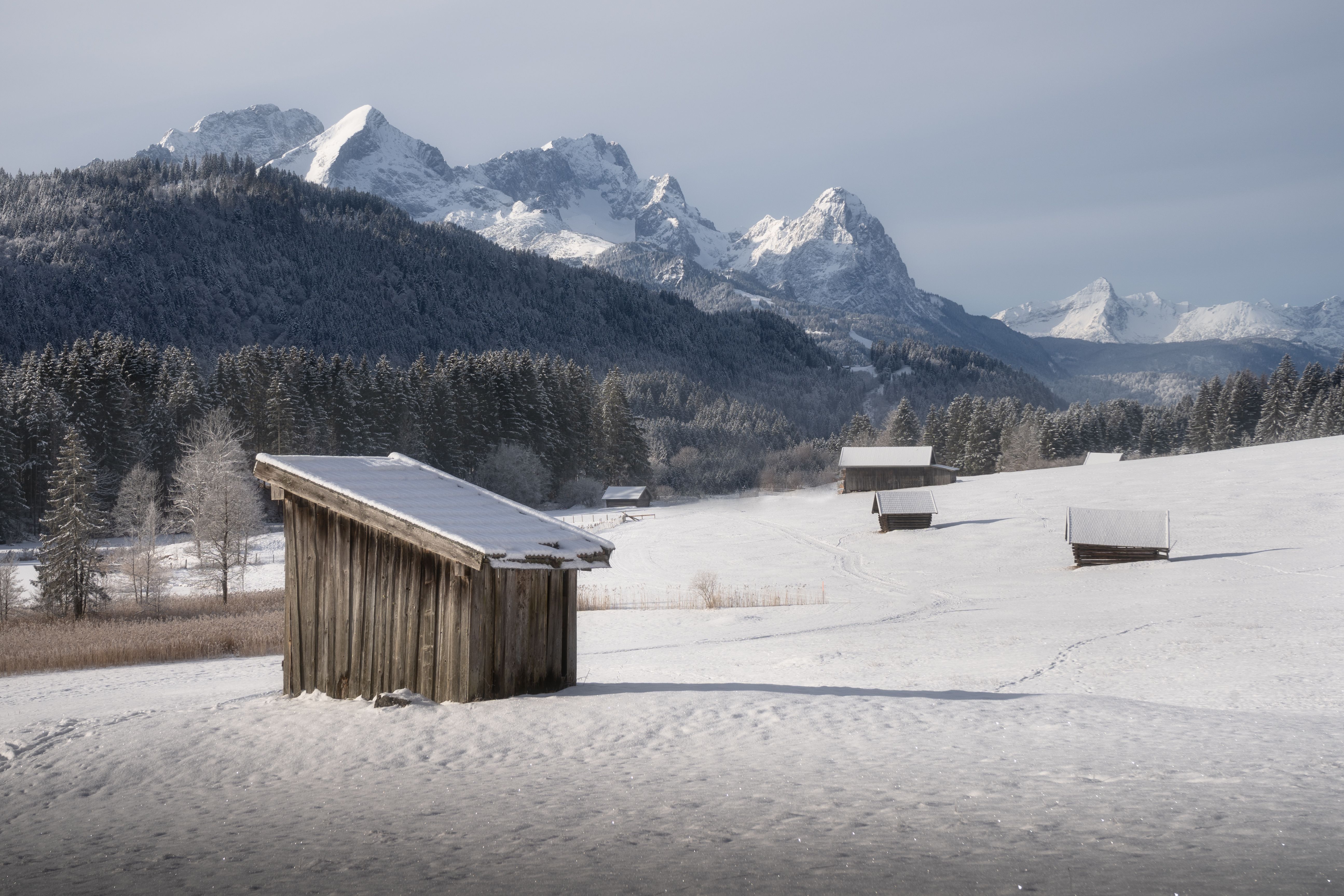 A Shed in a Snowy Valley · Free Stock Photo