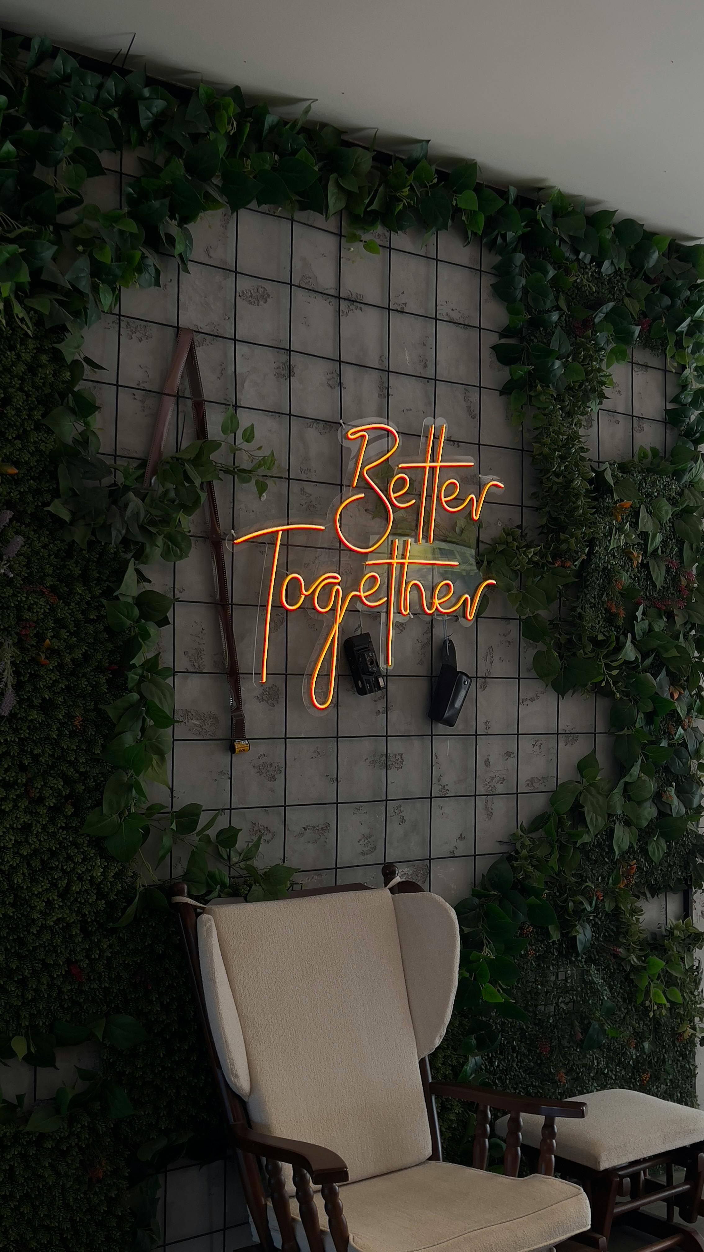 Better Together Text on Wall over Armchair · Free Stock Photo