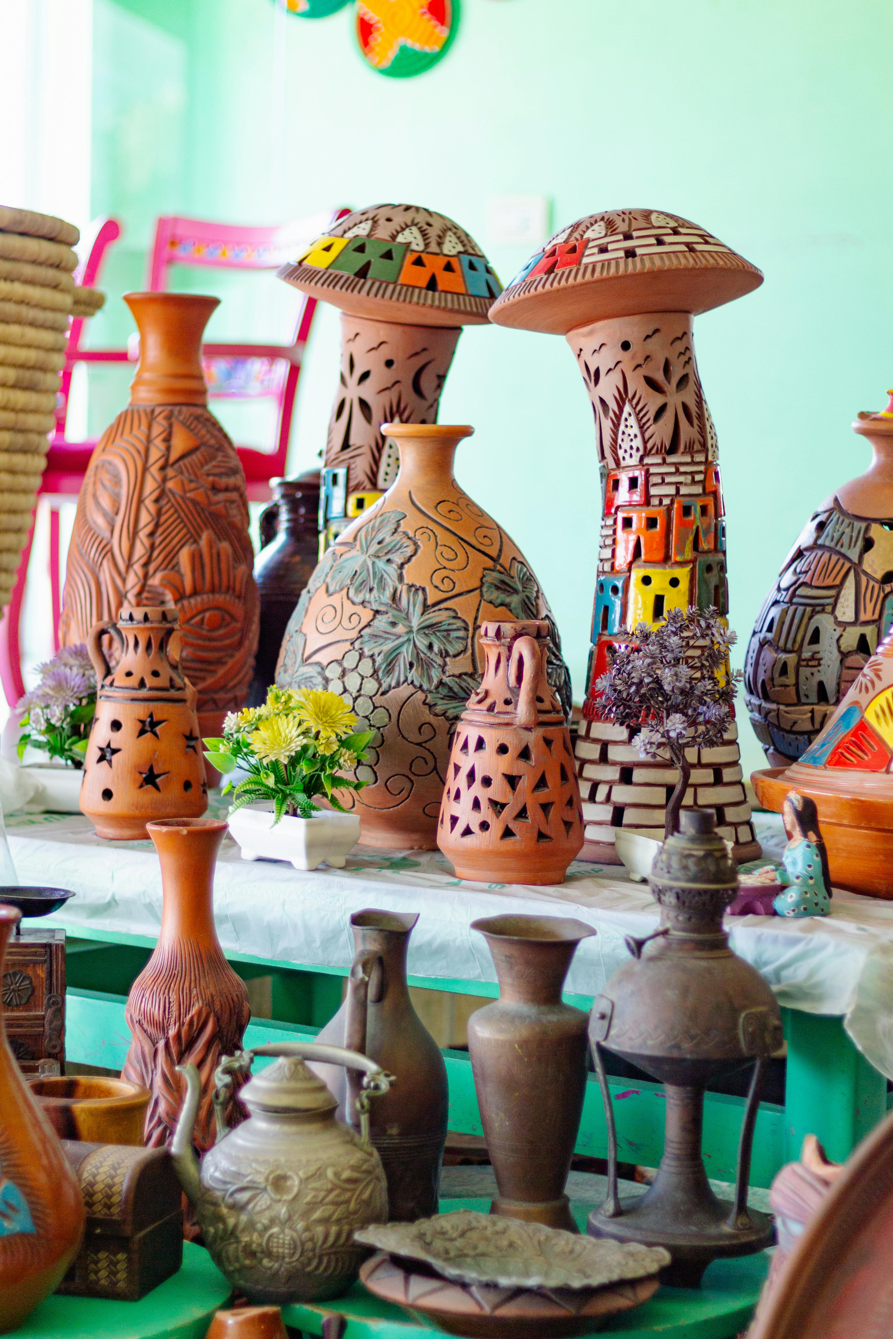 Handmade, Painted Dolls and Pots · Free Stock Photo