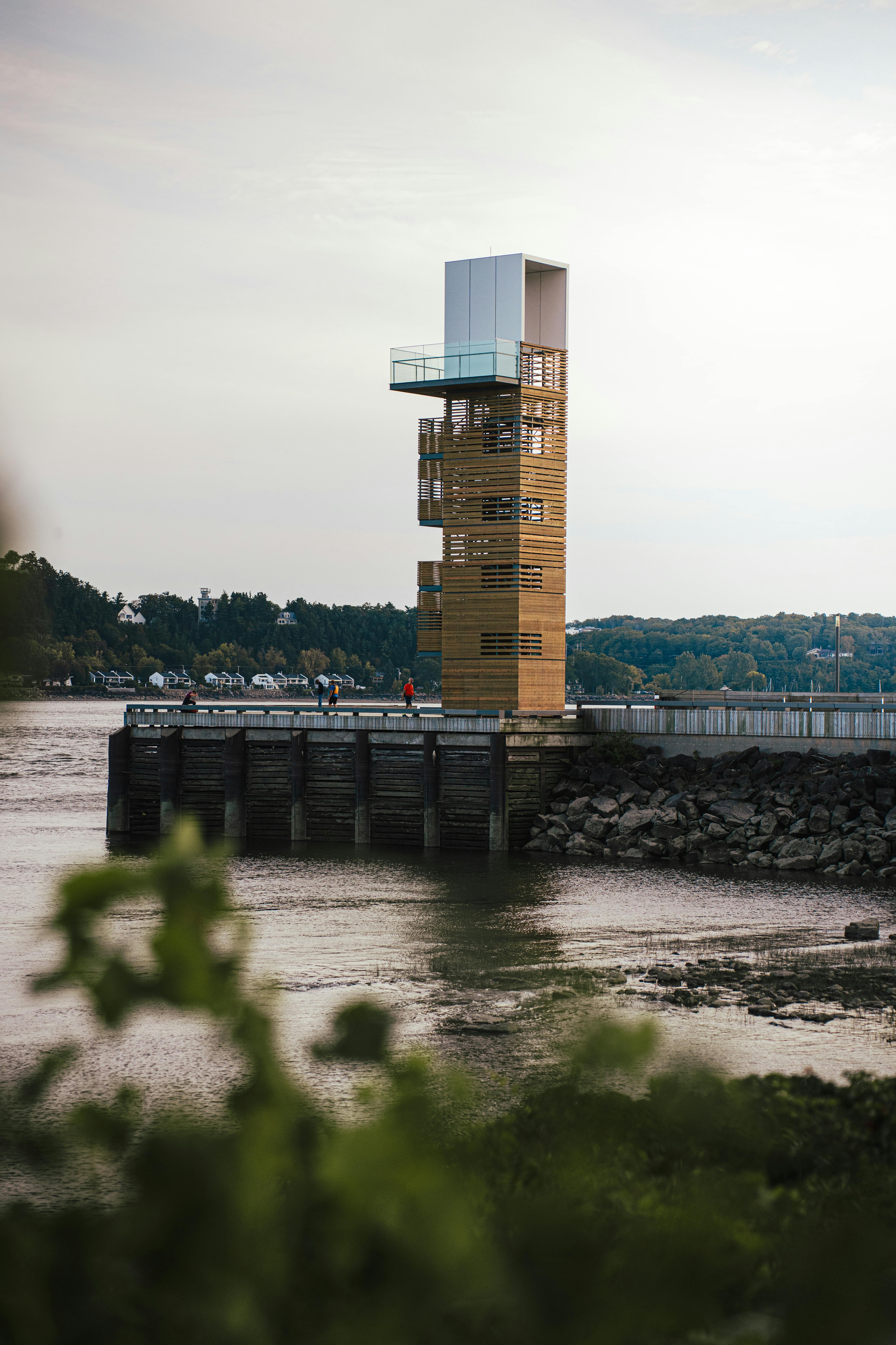 Wooden Observation Tower on Pier on River in Quebec in Canada · Free ...