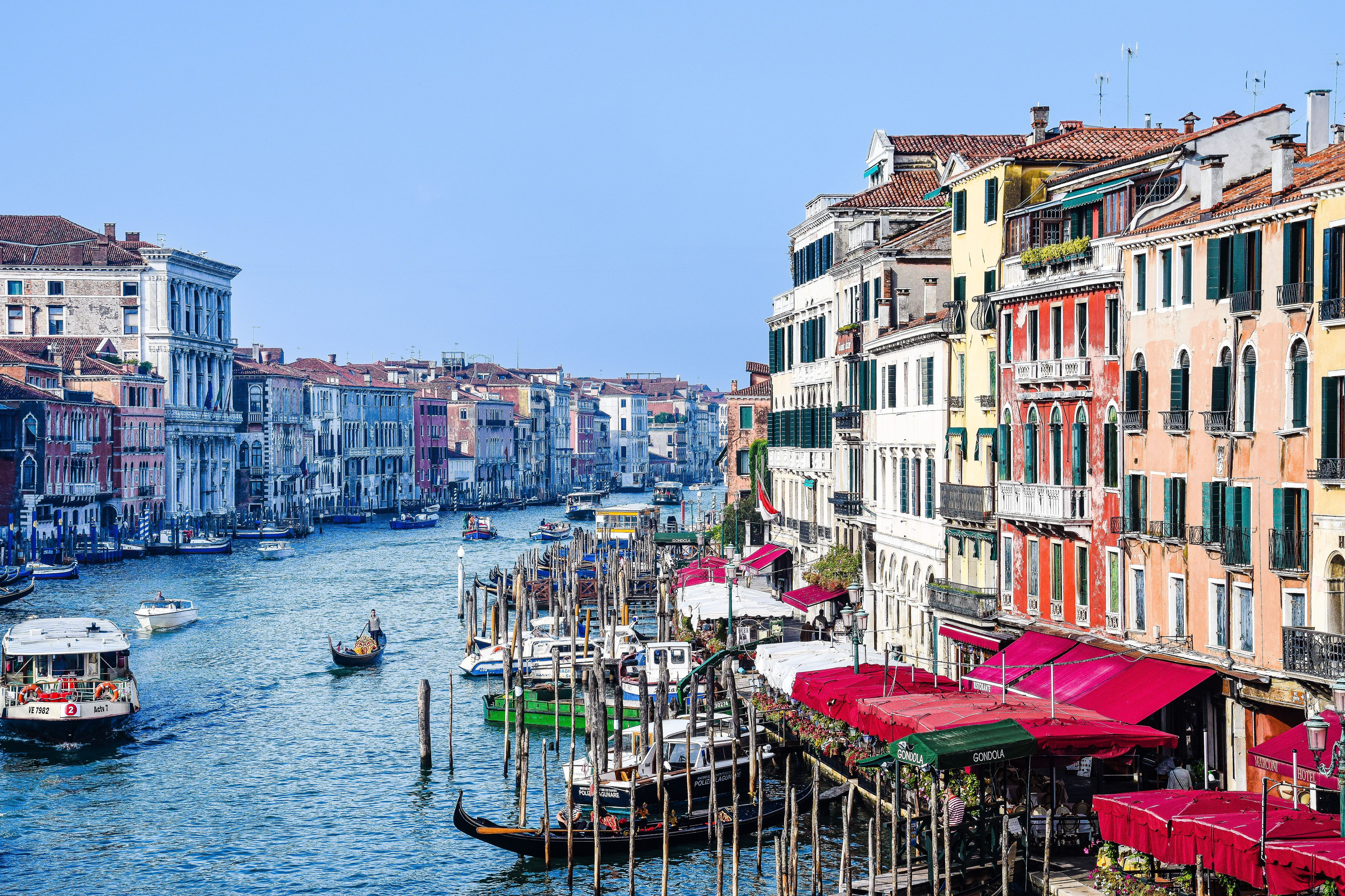 View of the Grand Canal, Gondolas and Residential Buildings on the ...