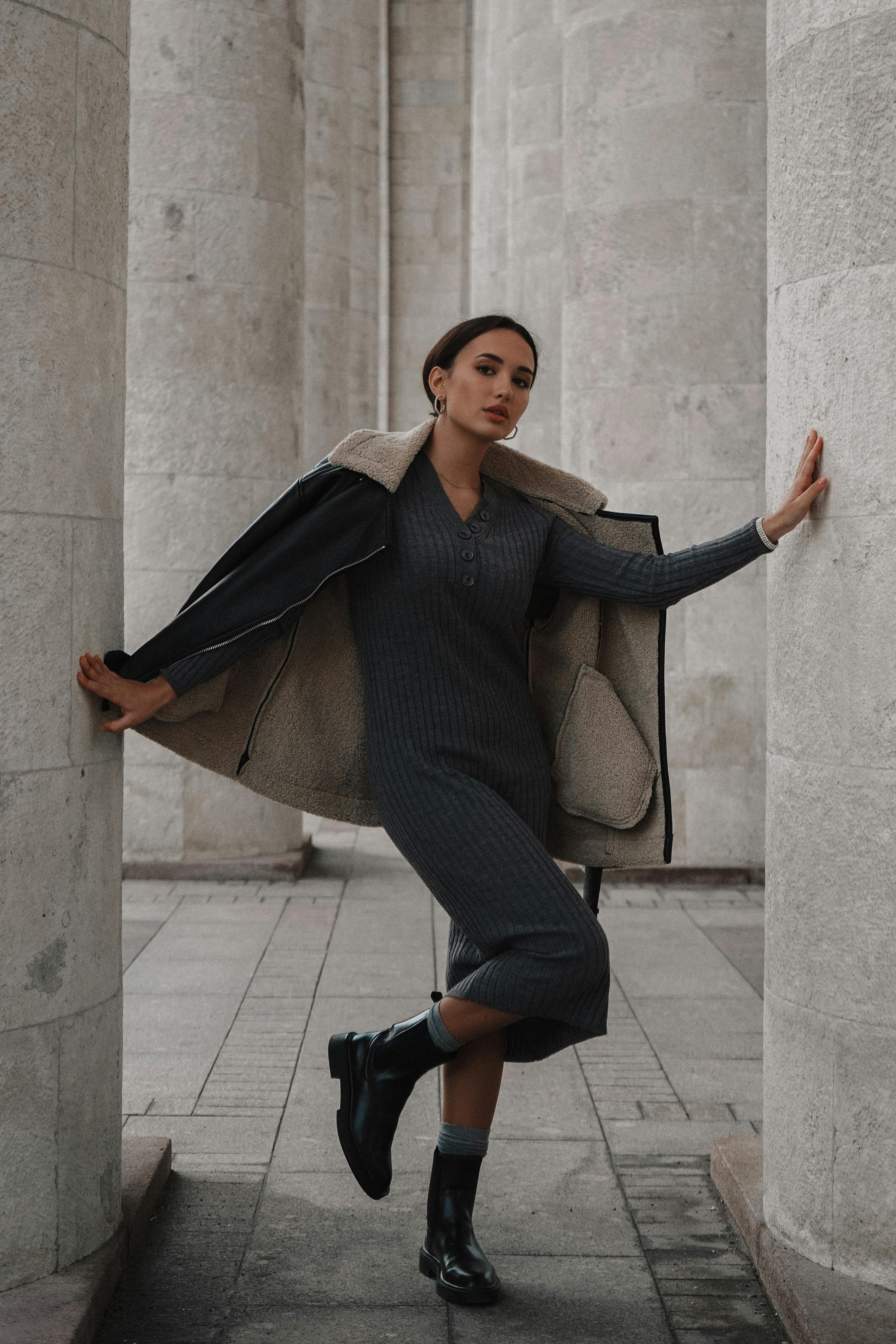 Woman Posing Among Columns · Free Stock Photo