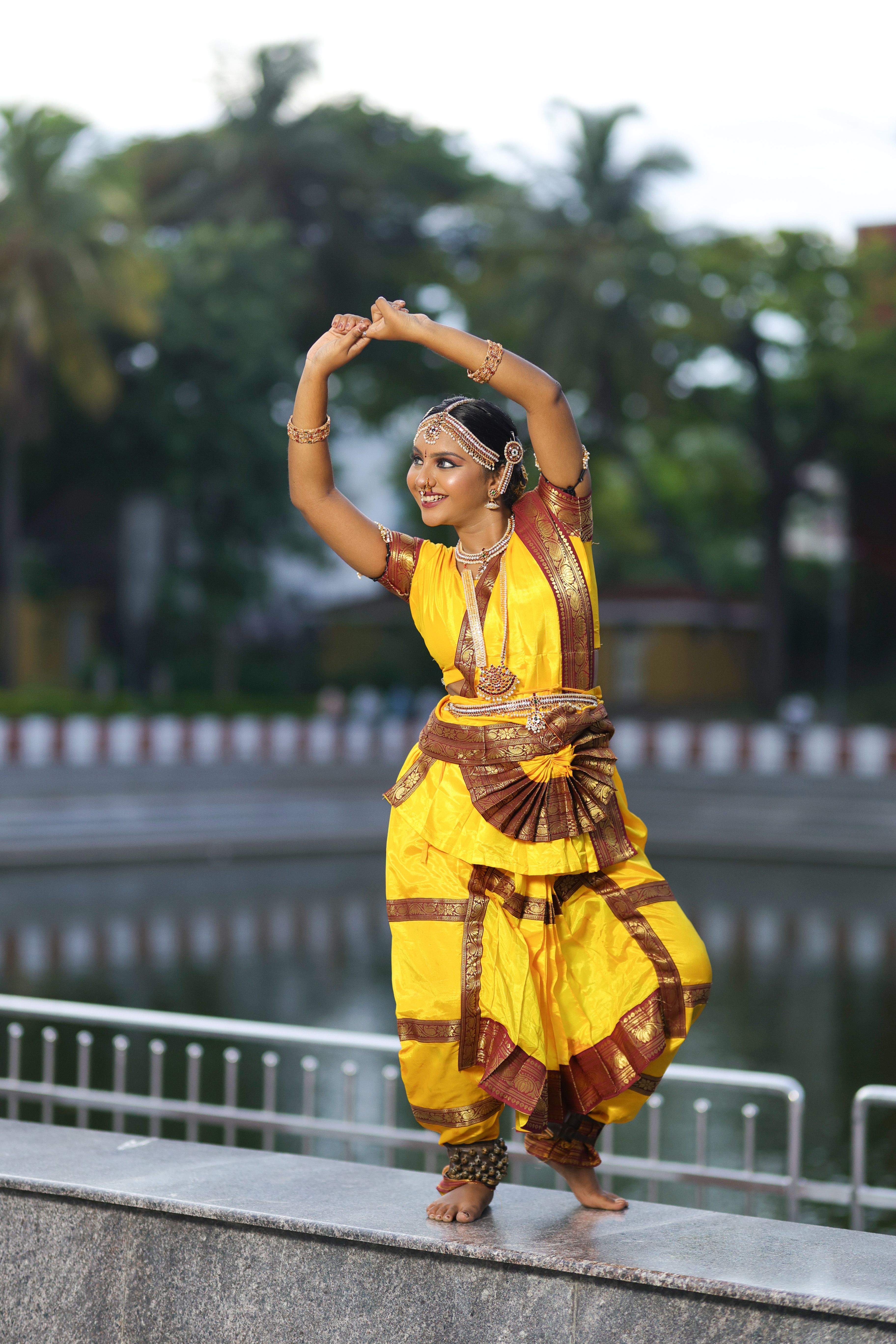Smiling Woman During Indian Classical Dance at Night · Free Stock Photo