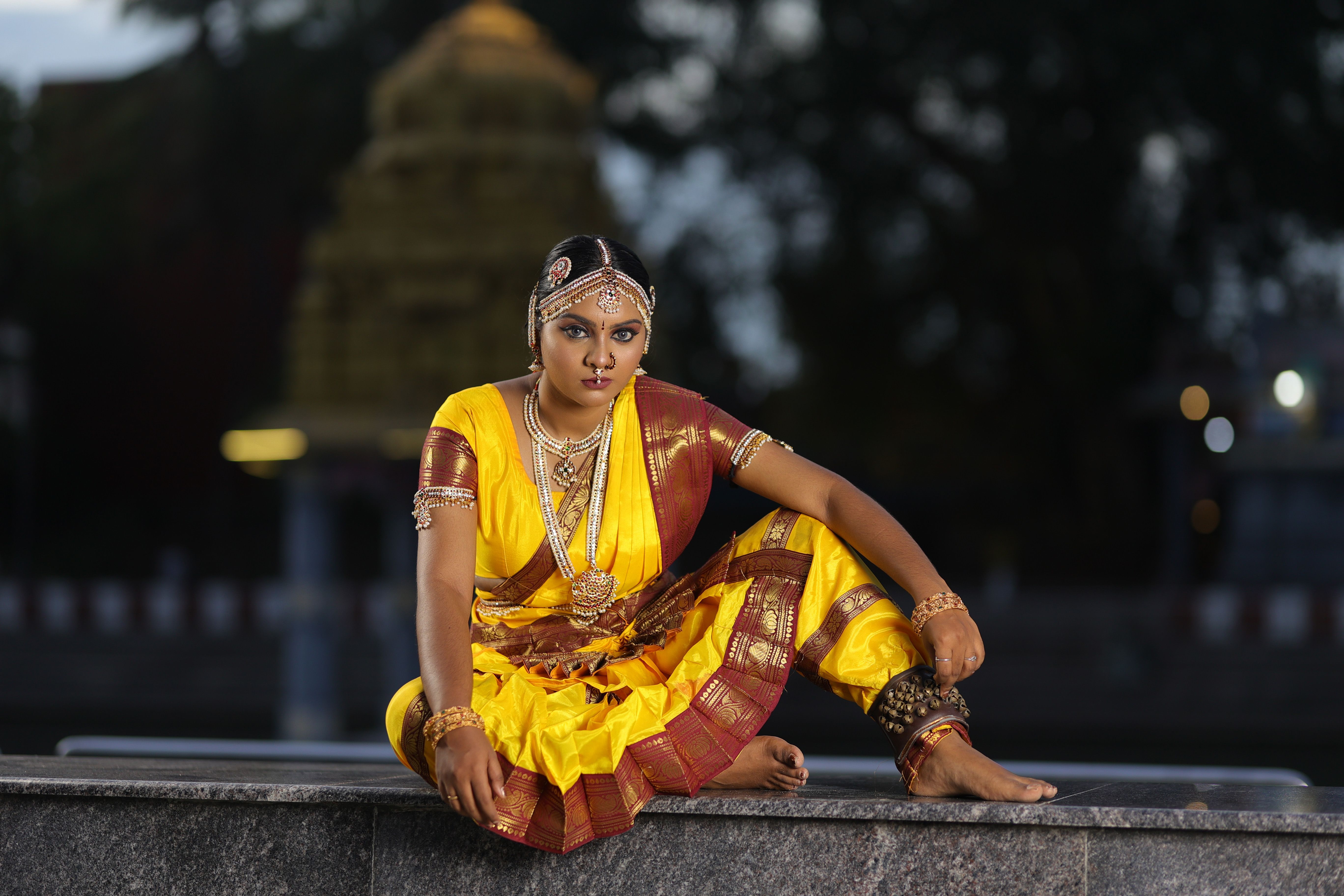Smiling Woman During Indian Classical Dance at Night · Free Stock Photo