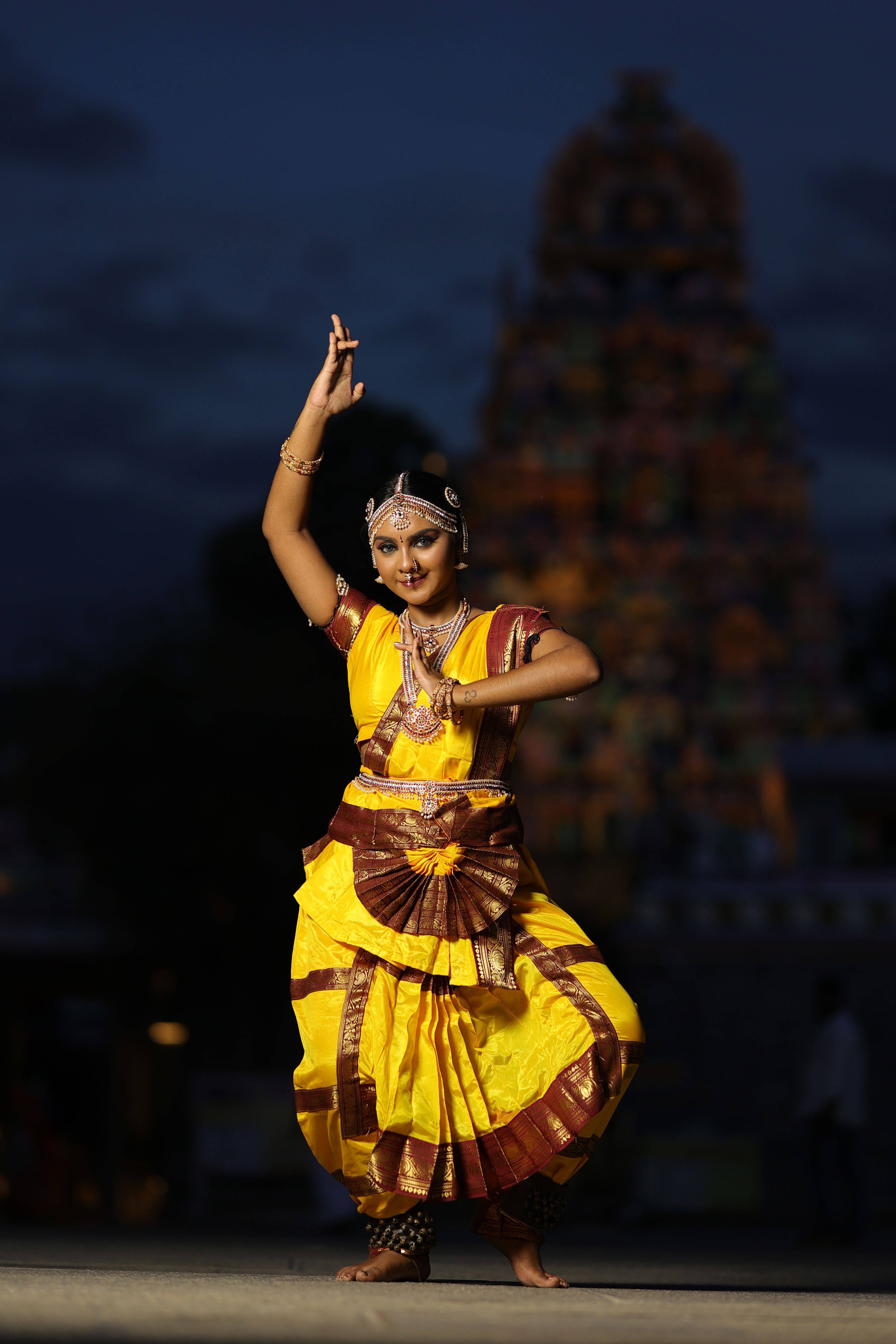 Smiling Woman During Indian Classical Dance at Night · Free Stock Photo