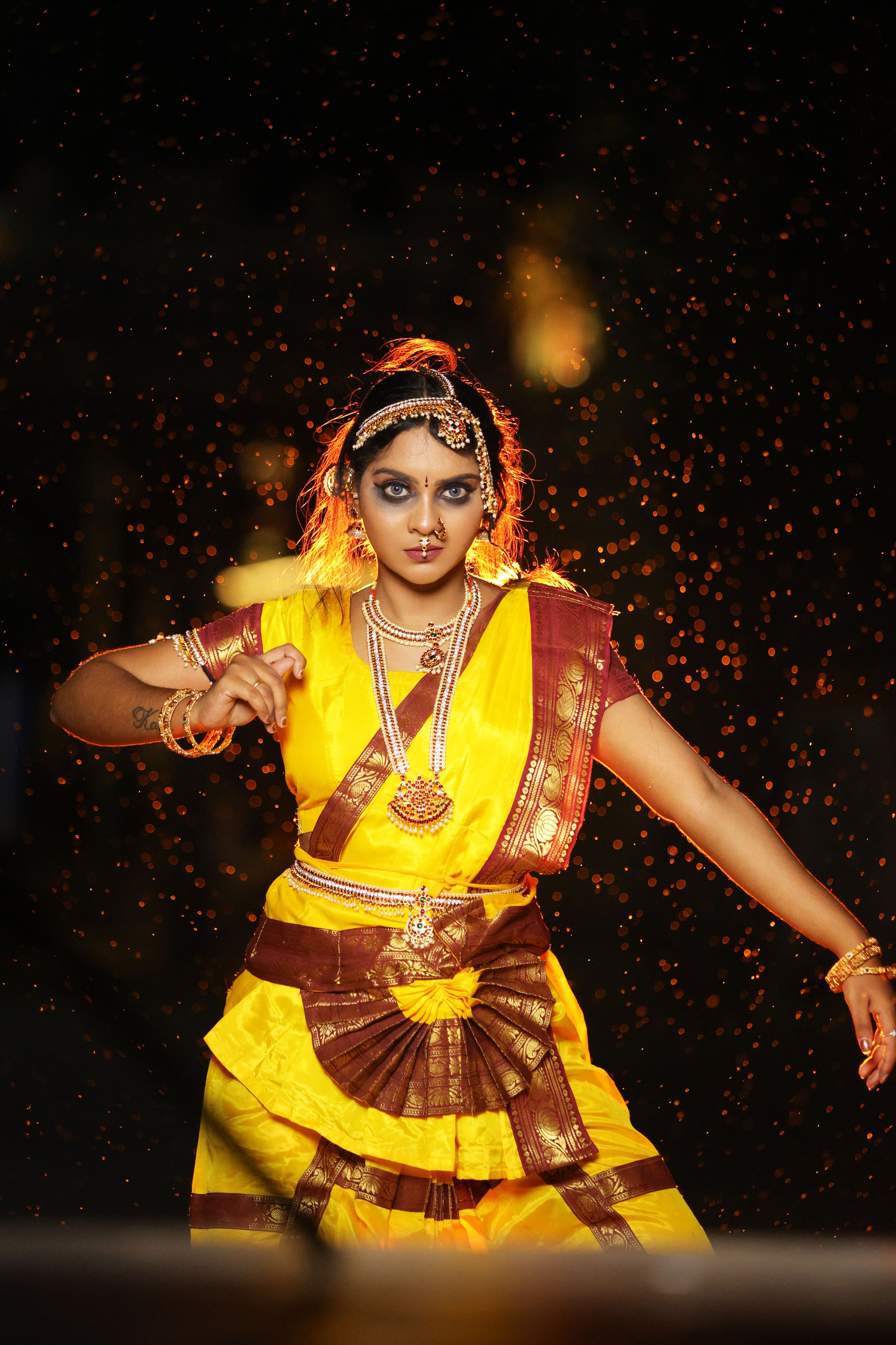 Smiling Woman During Indian Classical Dance at Night · Free Stock Photo