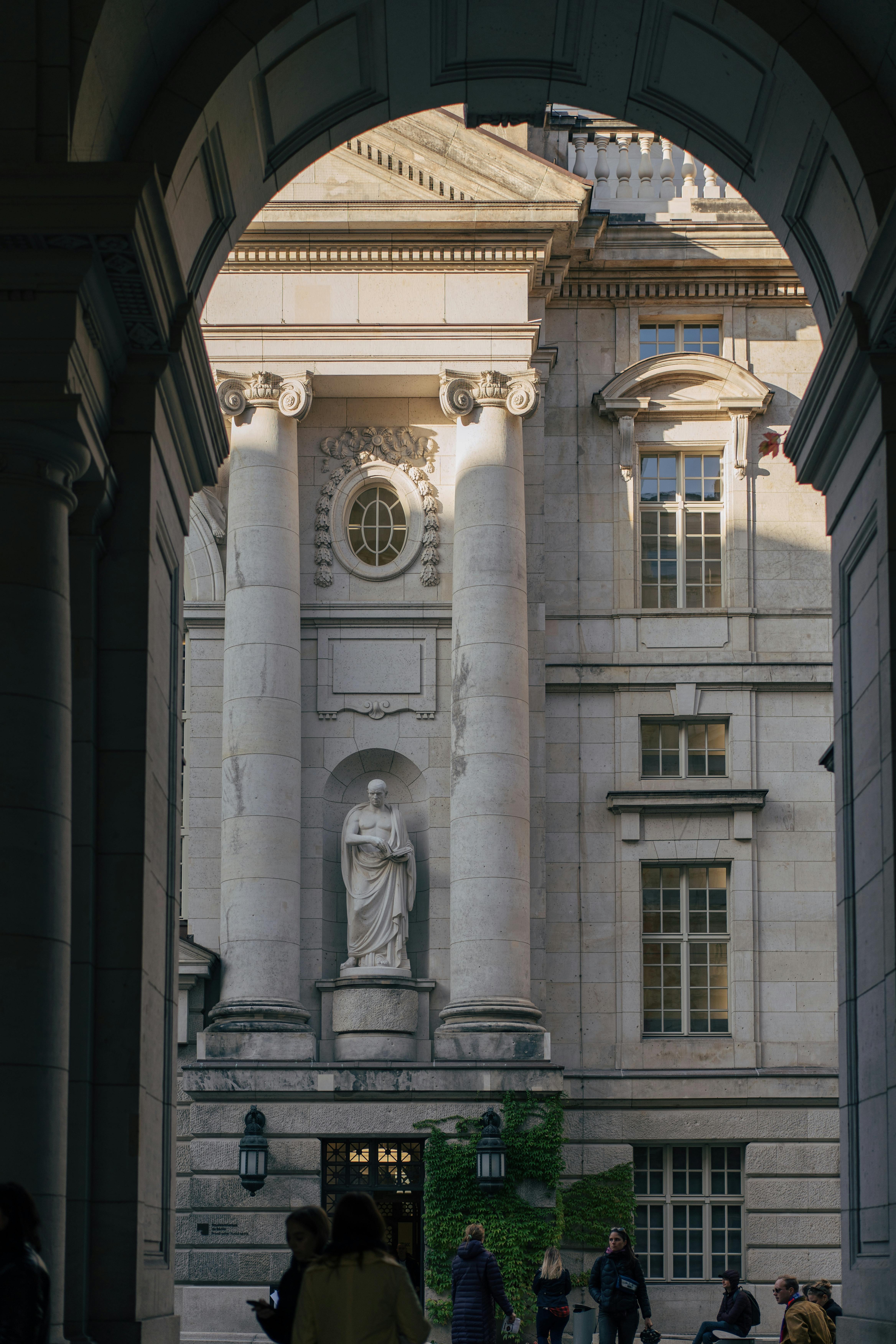 Statue Between the Columns at the Entrance to Berlin State Library ...