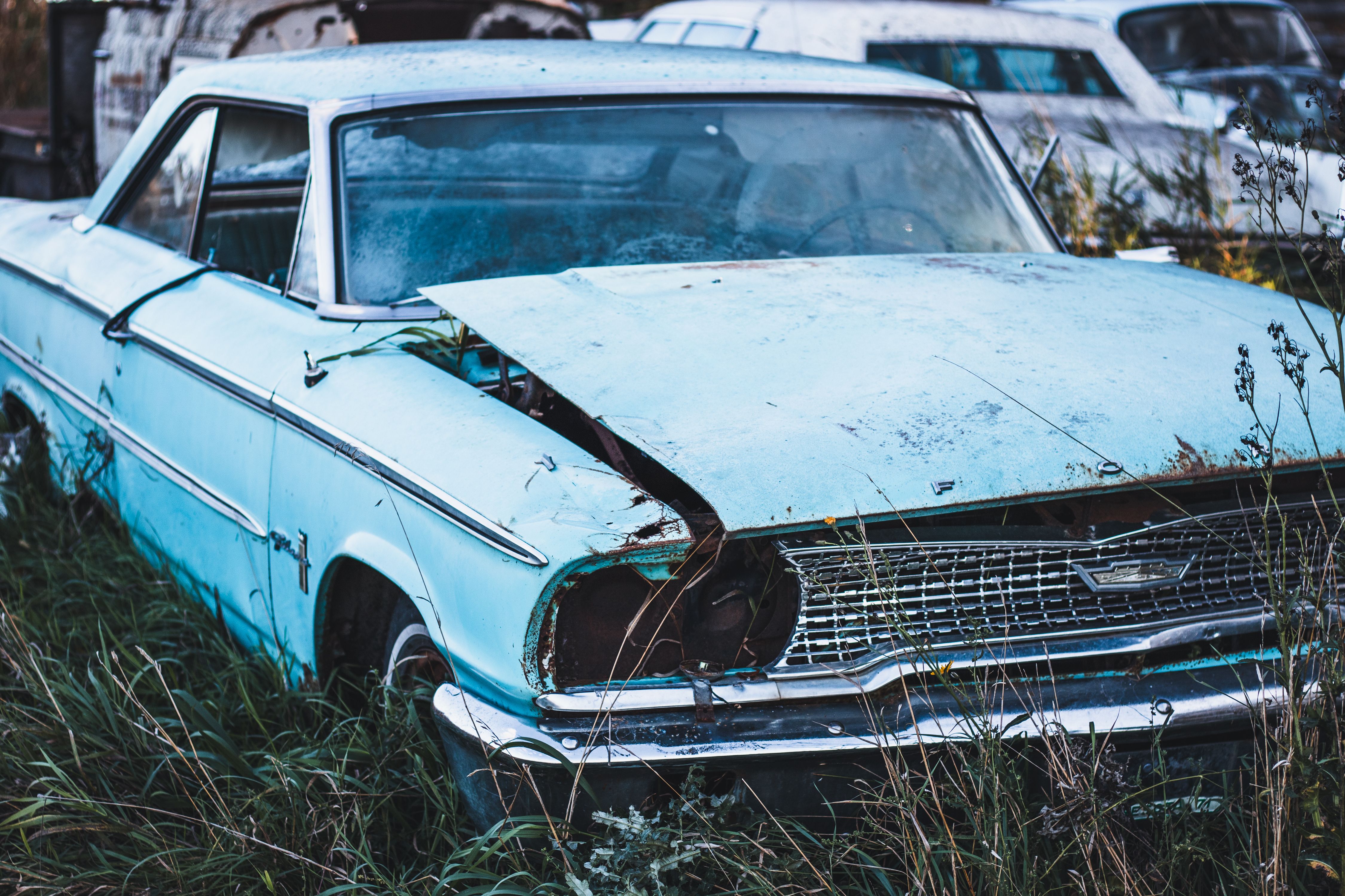 Wreckage of White Ford Car · Free Stock Photo