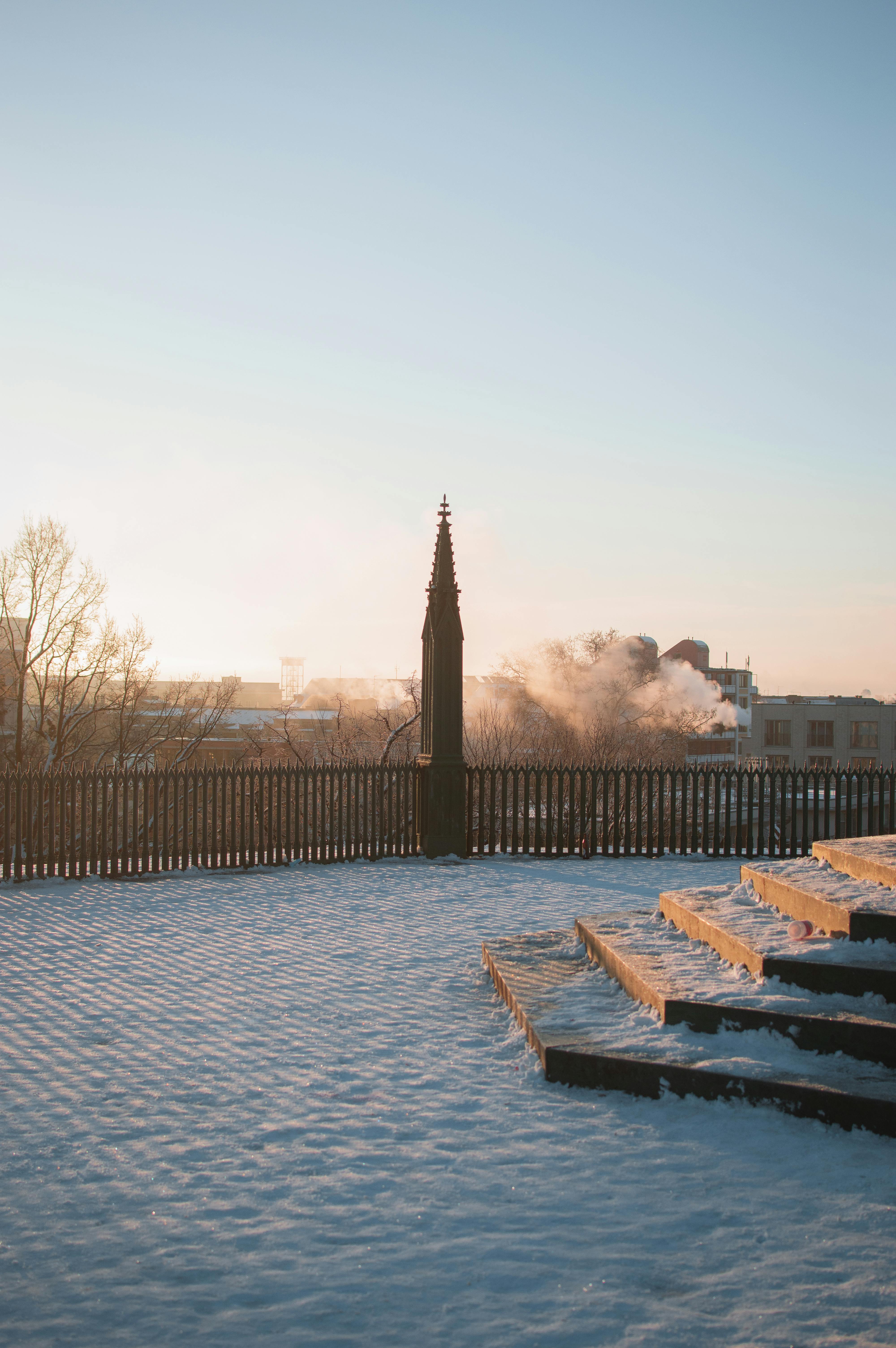 Snow Covered Terrace at Sunset · Free Stock Photo