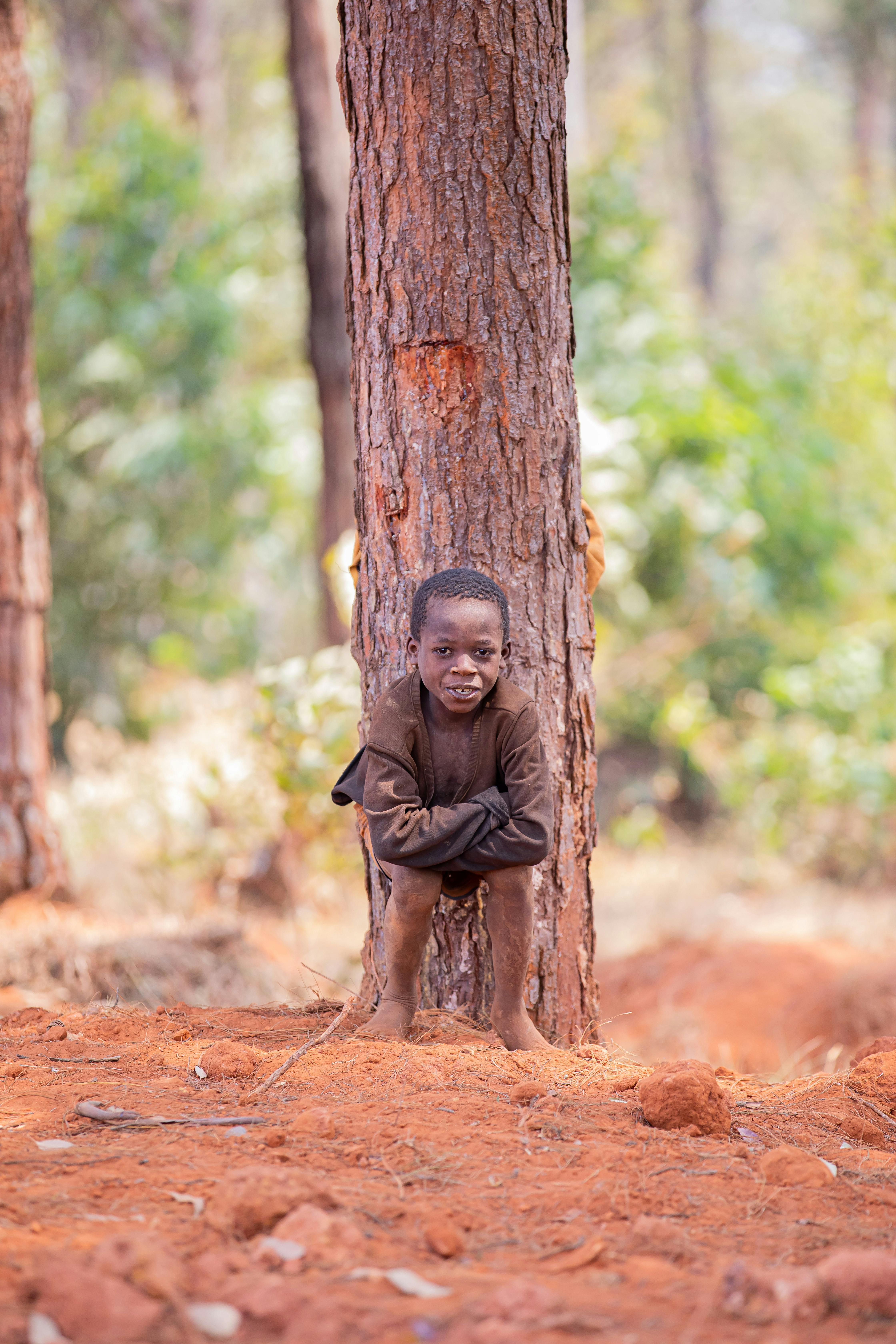 Boy by Tree · Free Stock Photo
