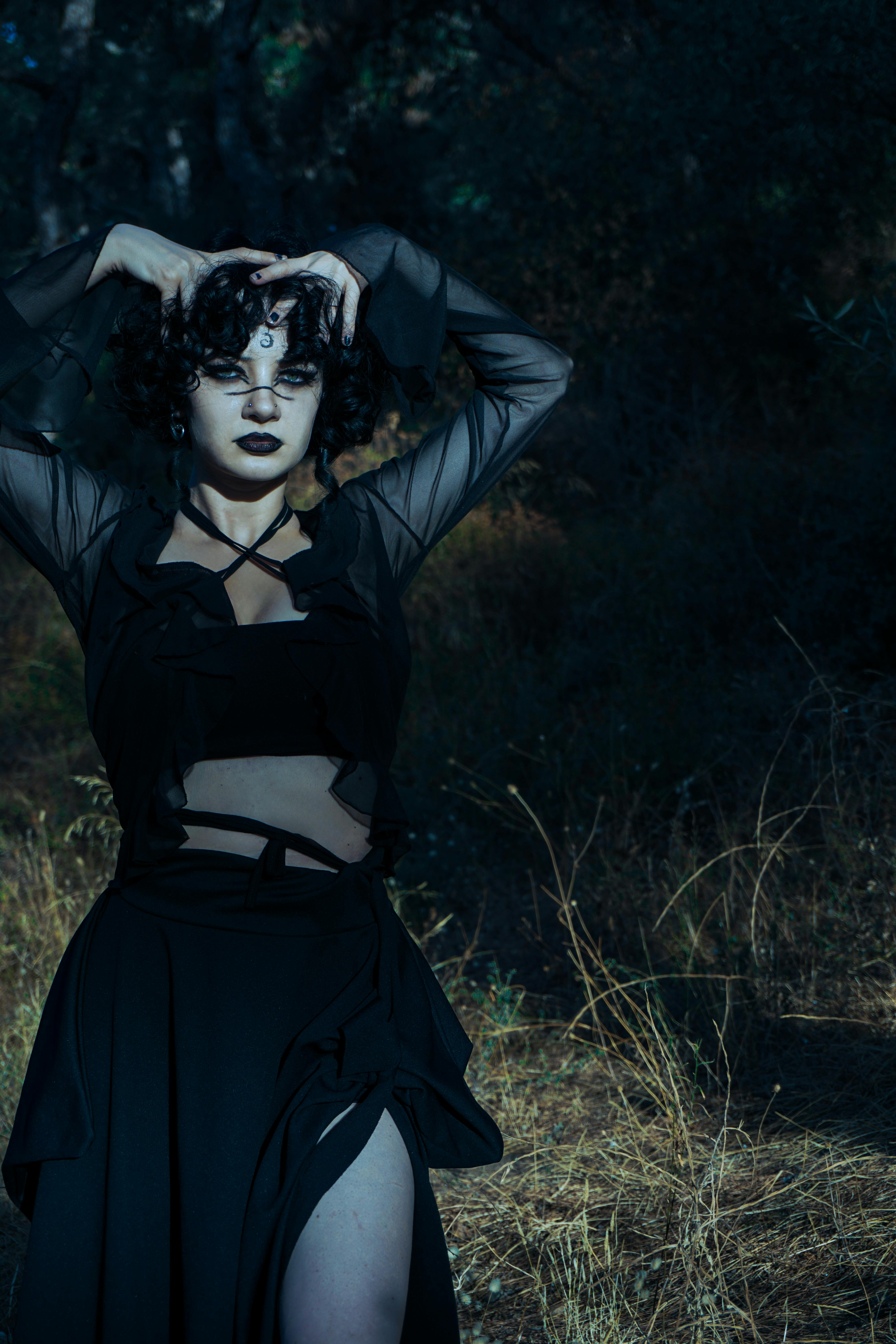 Portrait of a Female Goth Wearing a Black Dress · Free Stock Photo