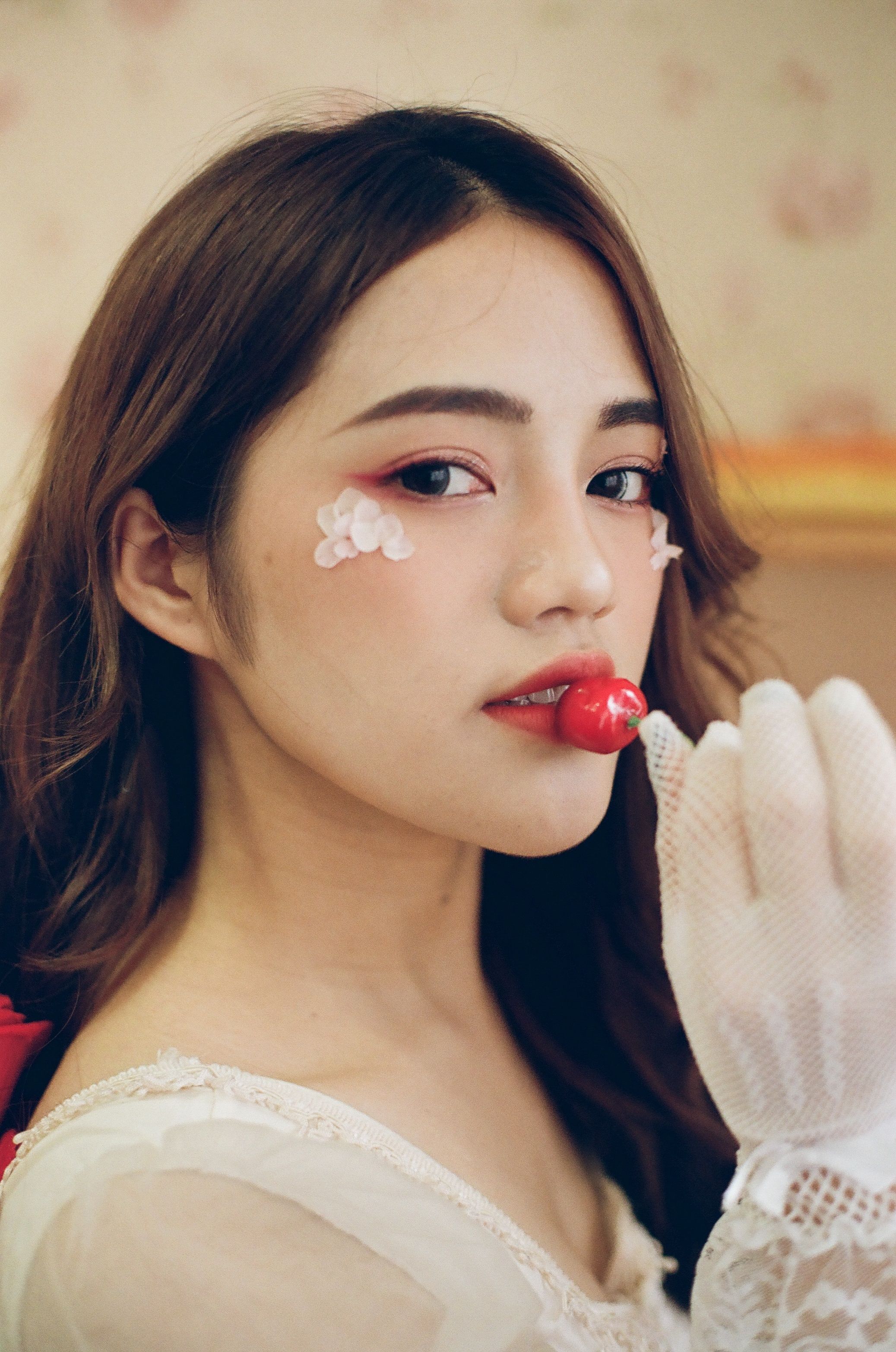Portrait of Woman with Cherry · Free Stock Photo