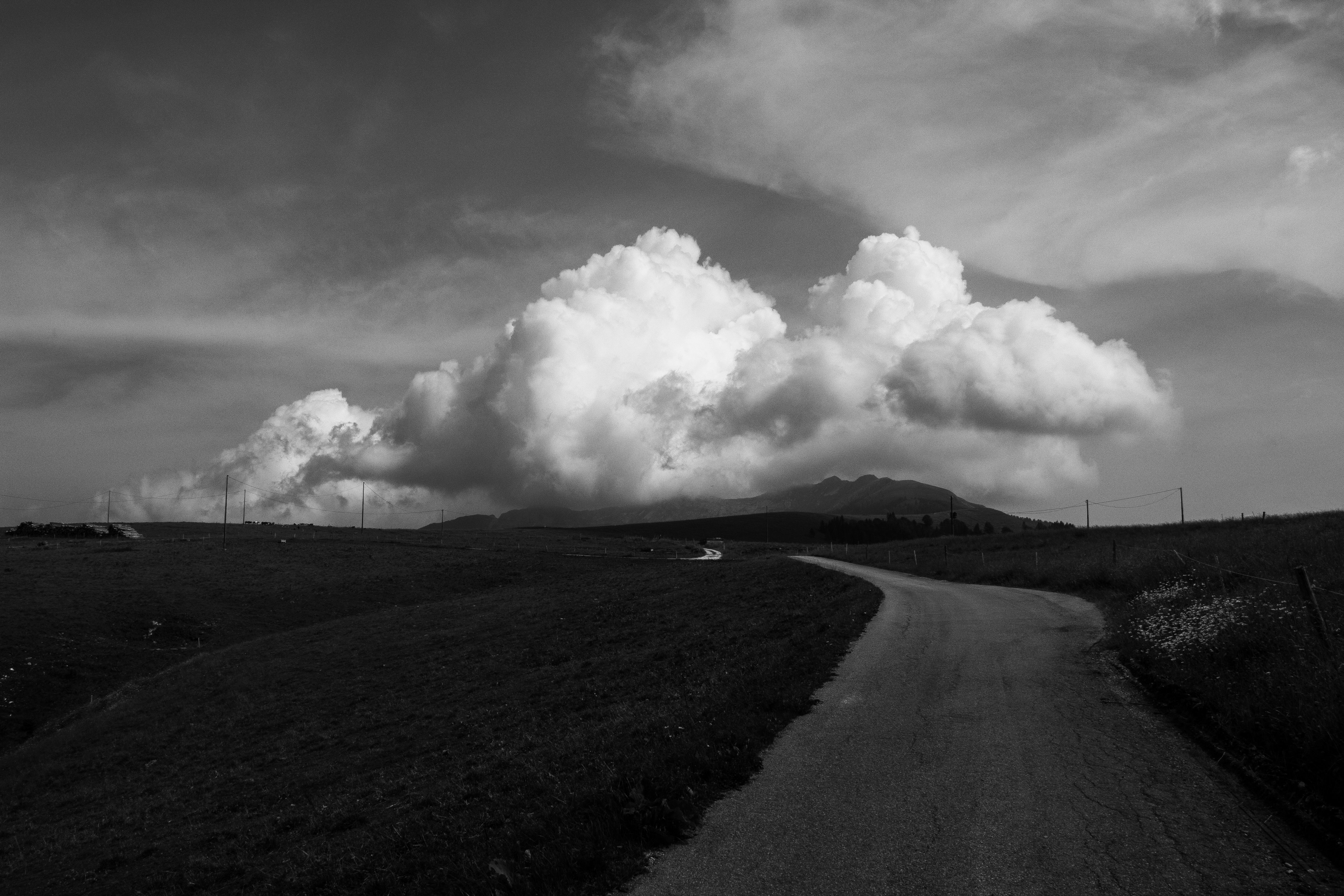 Black and White Photo of a Road and Fields in the Countryside · Free ...
