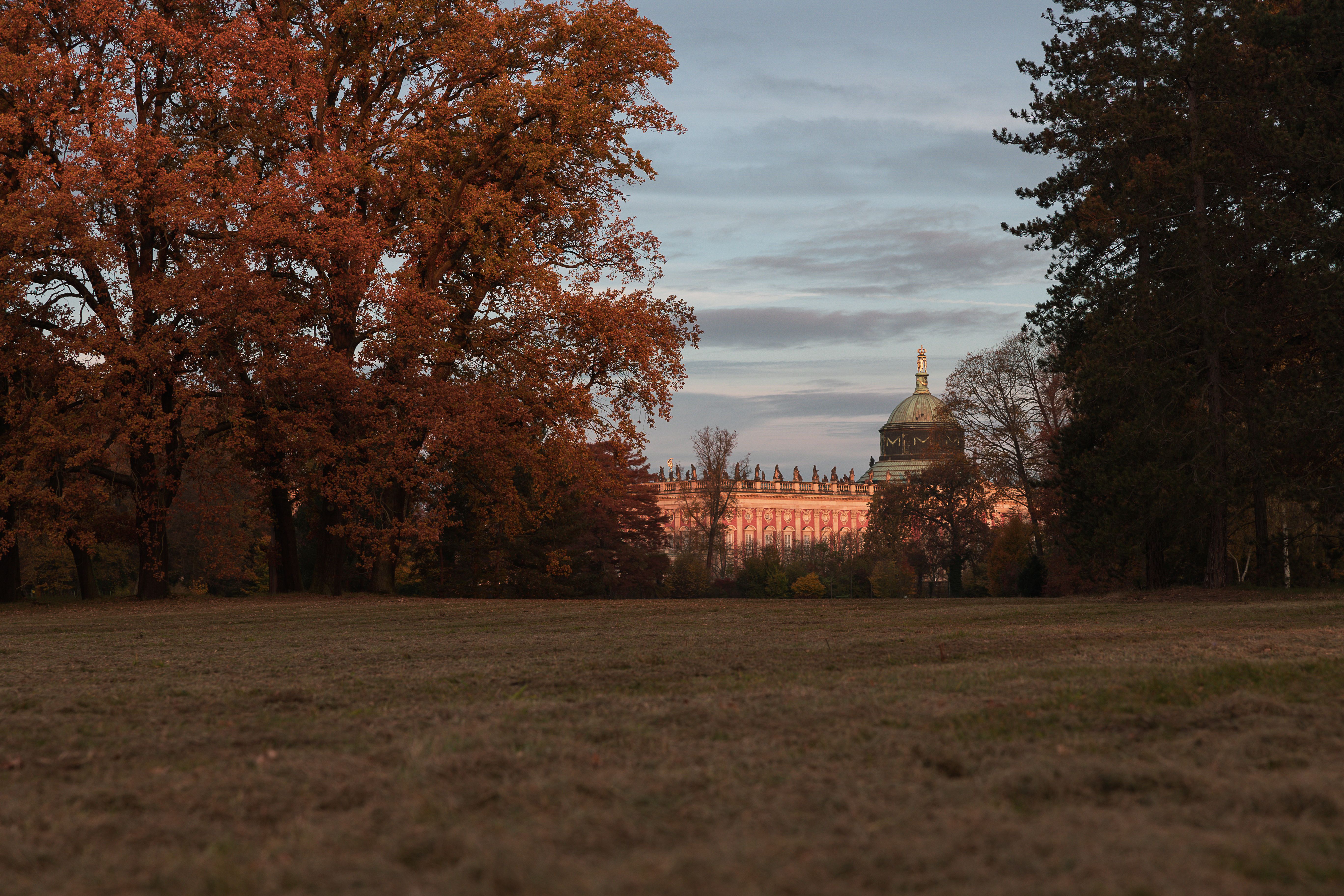 View of the New Palace in Potsdam from a Park with Autumnal Trees ...