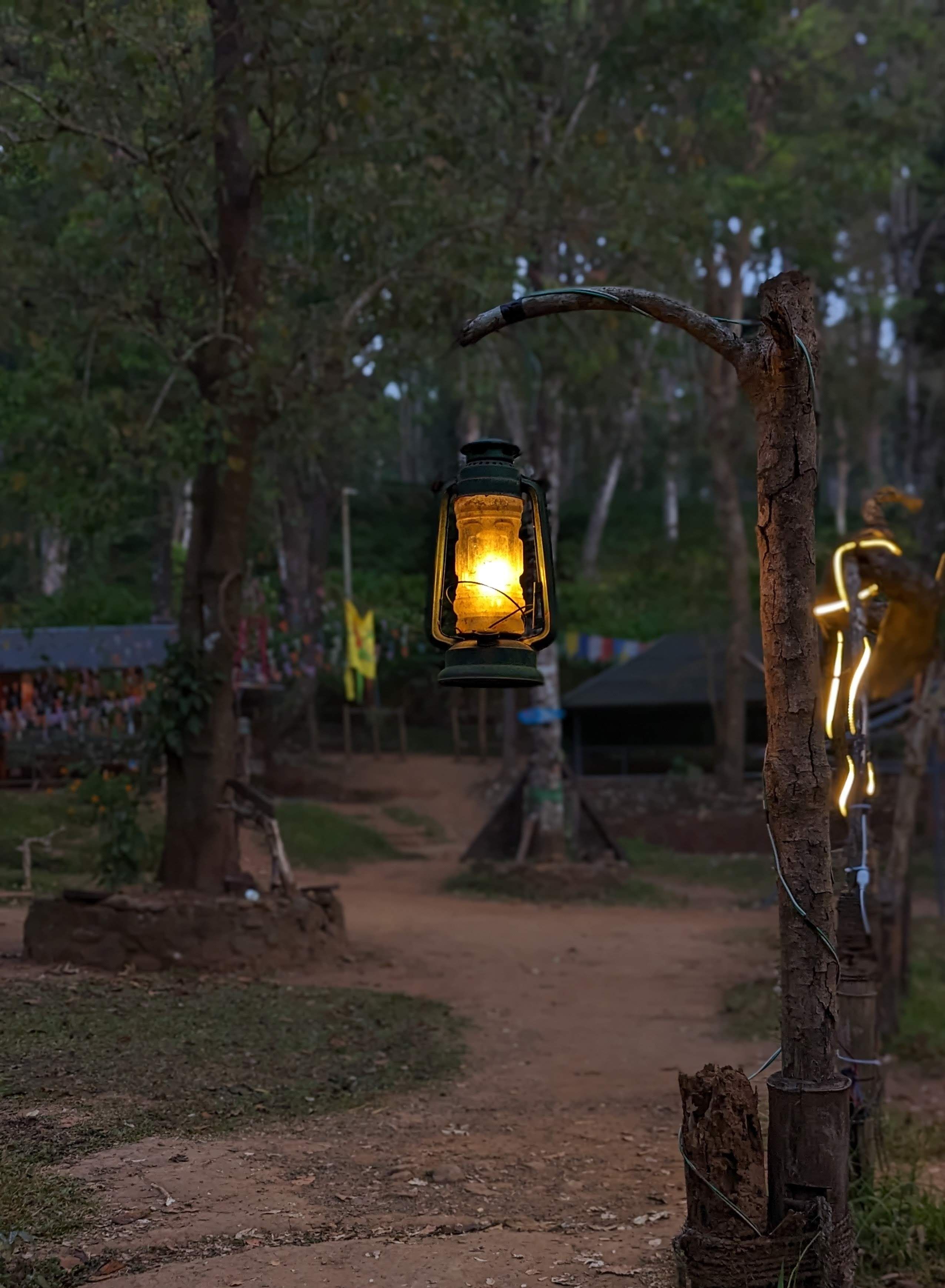 Lamp Hanging over Footpath in Park · Free Stock Photo