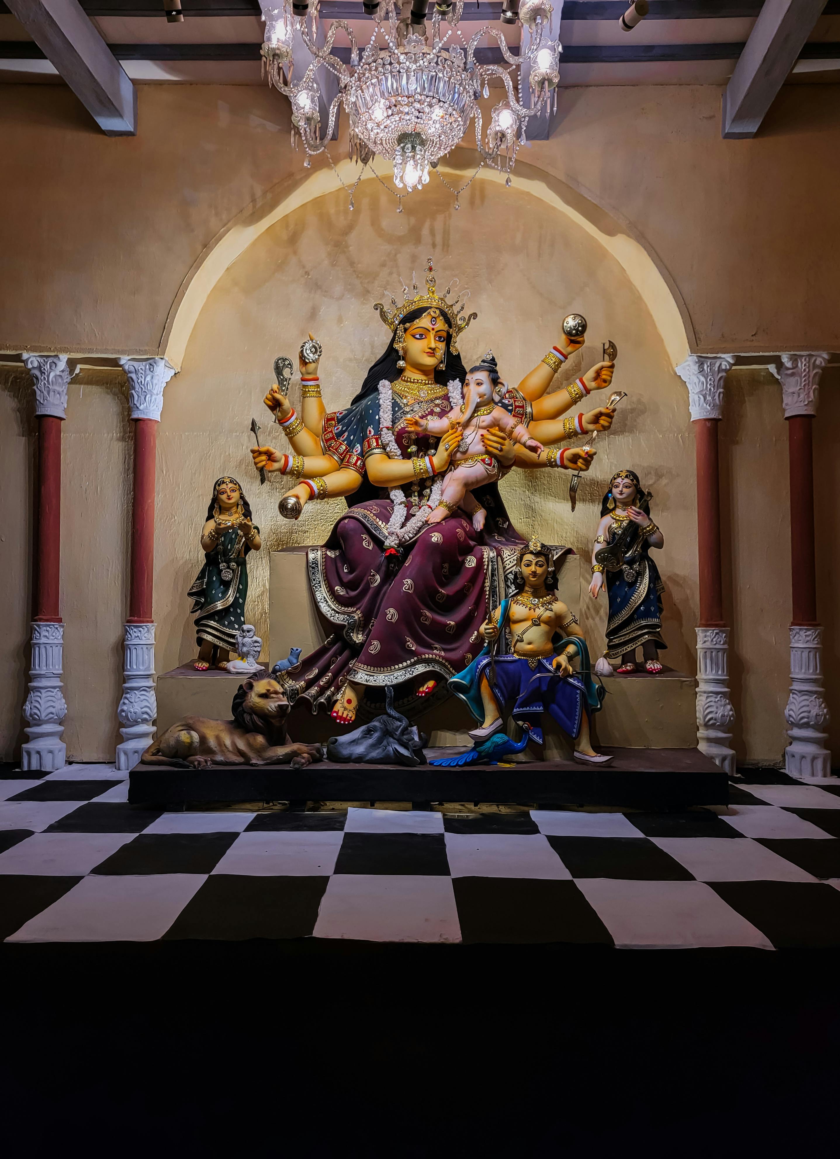 Statue of Hindu Goddess Parvati Holding Baby Ganesh in Her Arms · Free ...