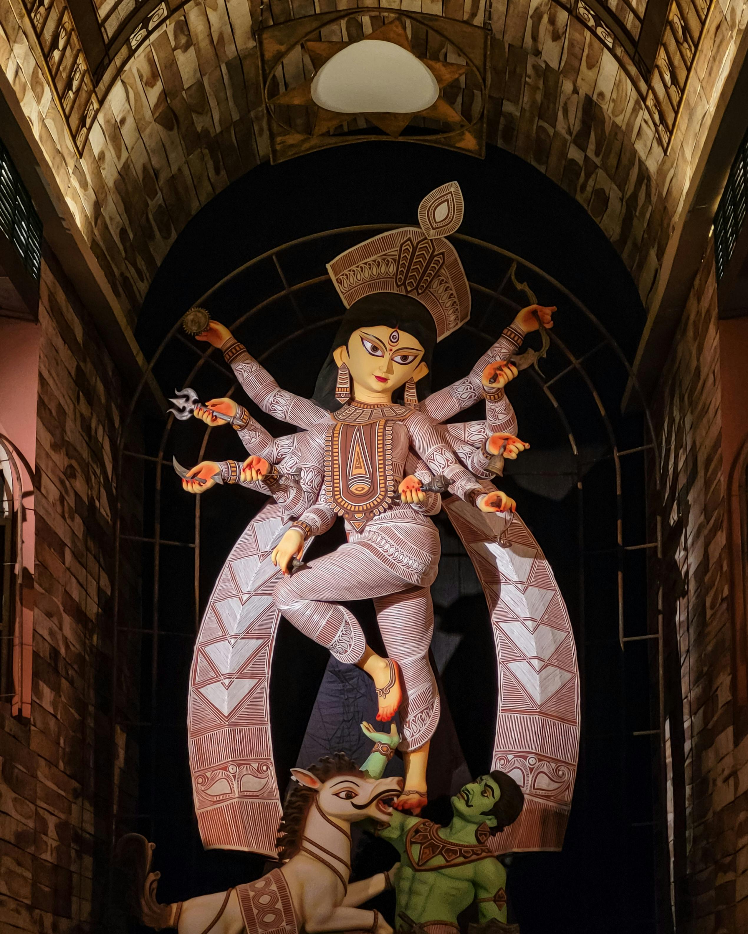 Colorful Intricate Statue of Hindu Goddess Durga · Free Stock Photo