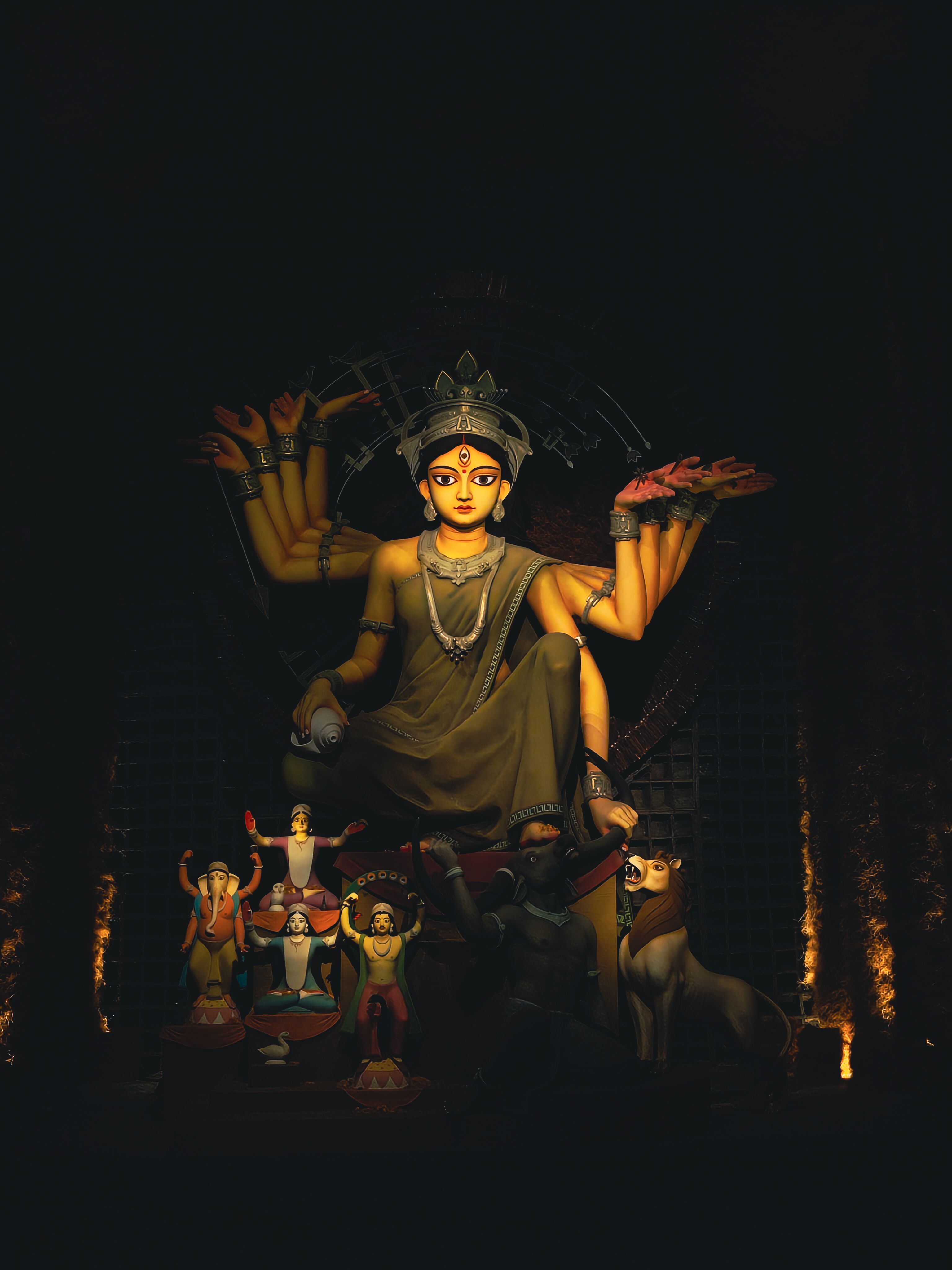 Statue of Goddess Durga in Darkness · Free Stock Photo