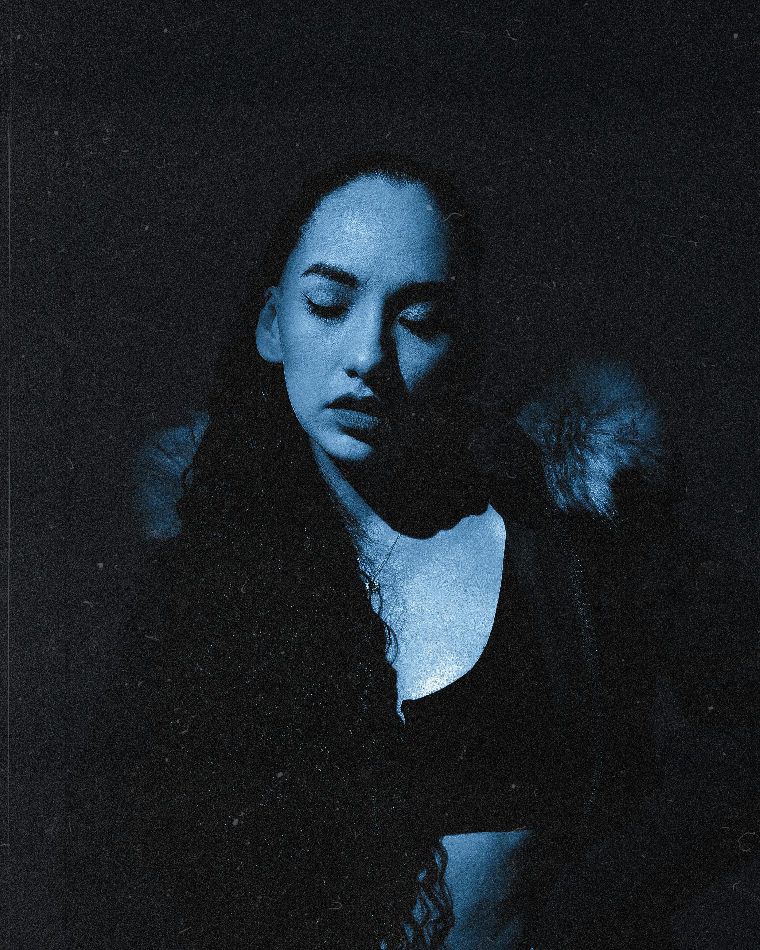 Portrait of Woman under Blue Light · Free Stock Photo