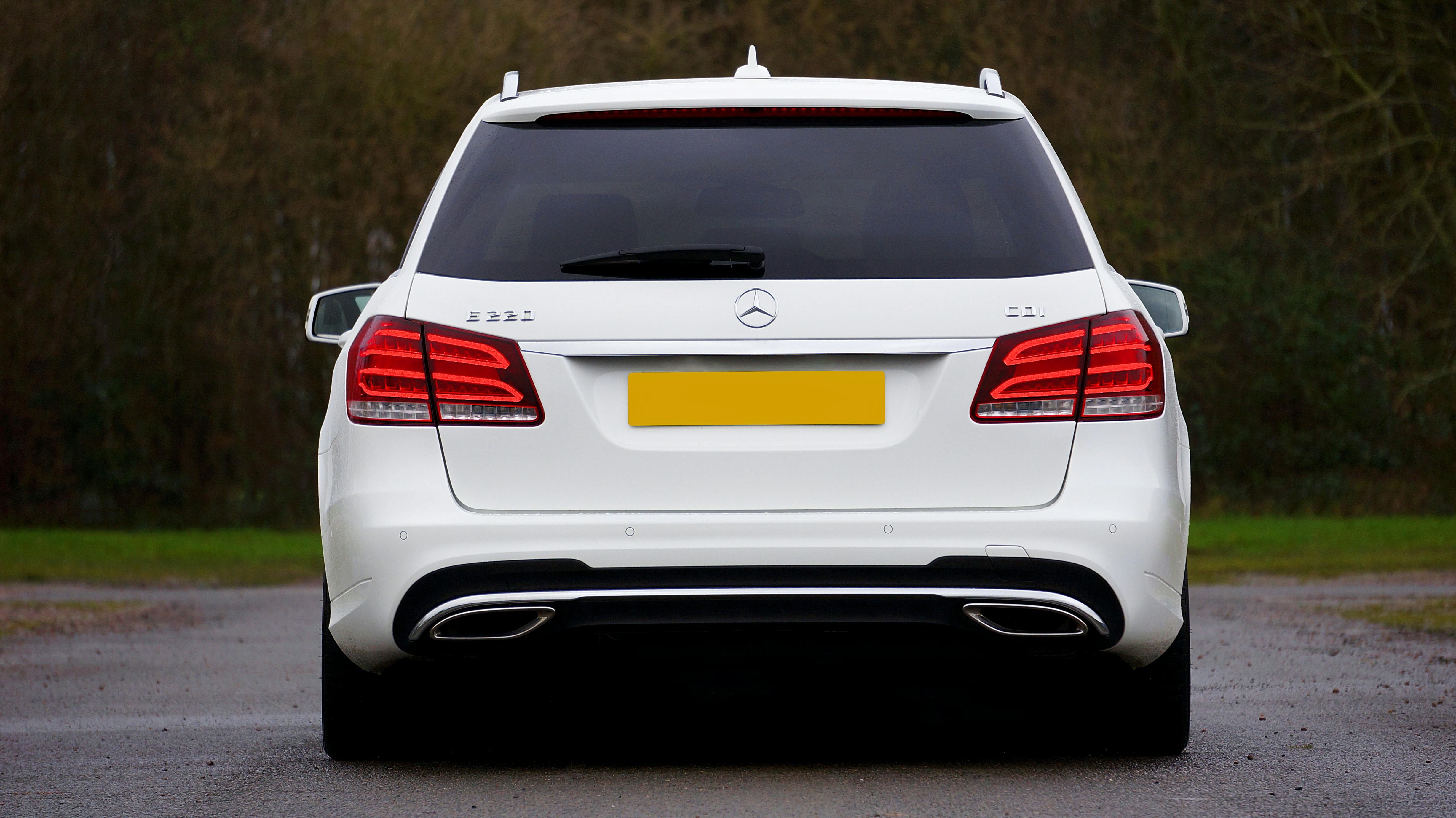 Back of White Mercedes E Class · Free Stock Photo