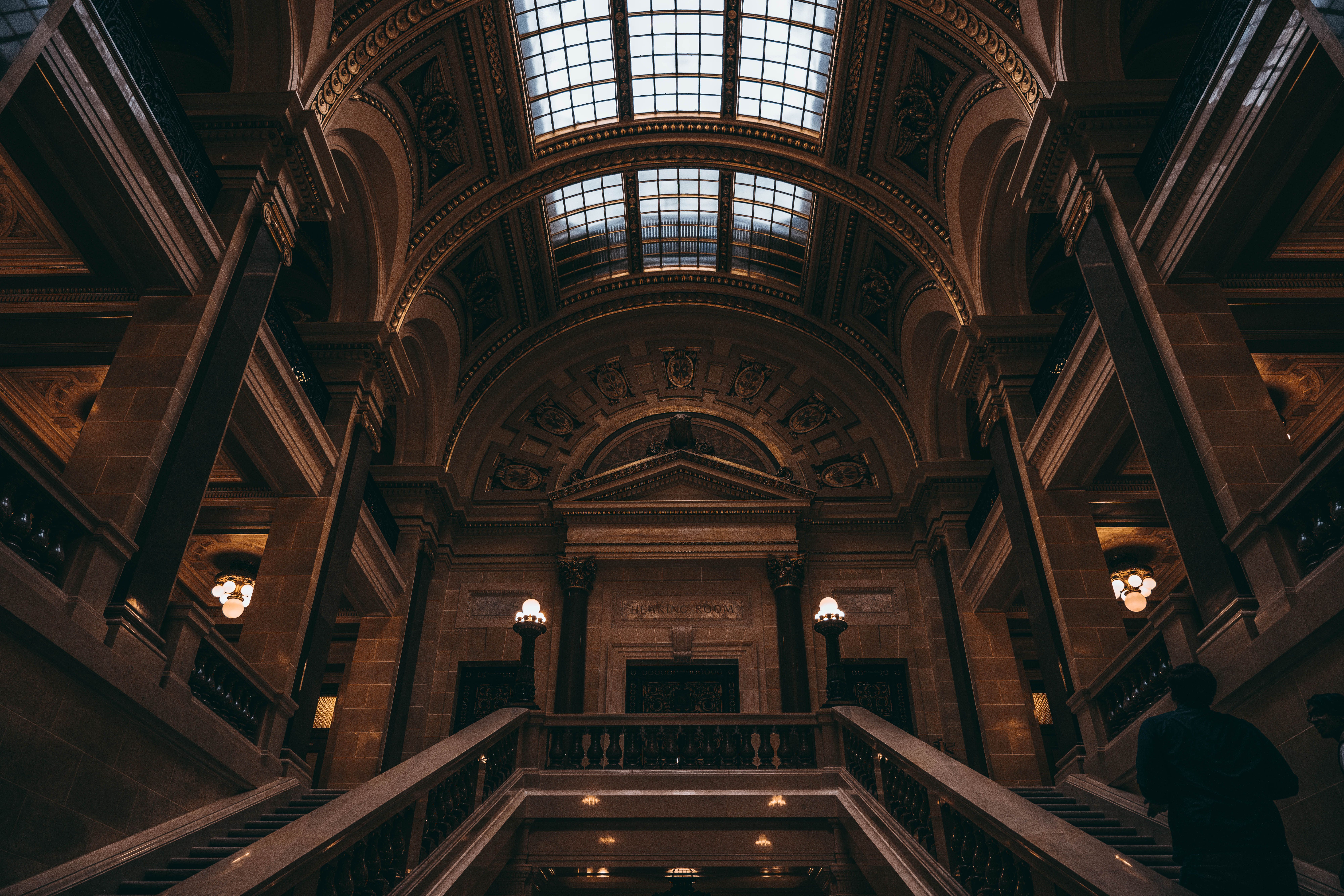 Glass Ceiling over Stairs in Wisconsin State Capitol · Free Stock Photo