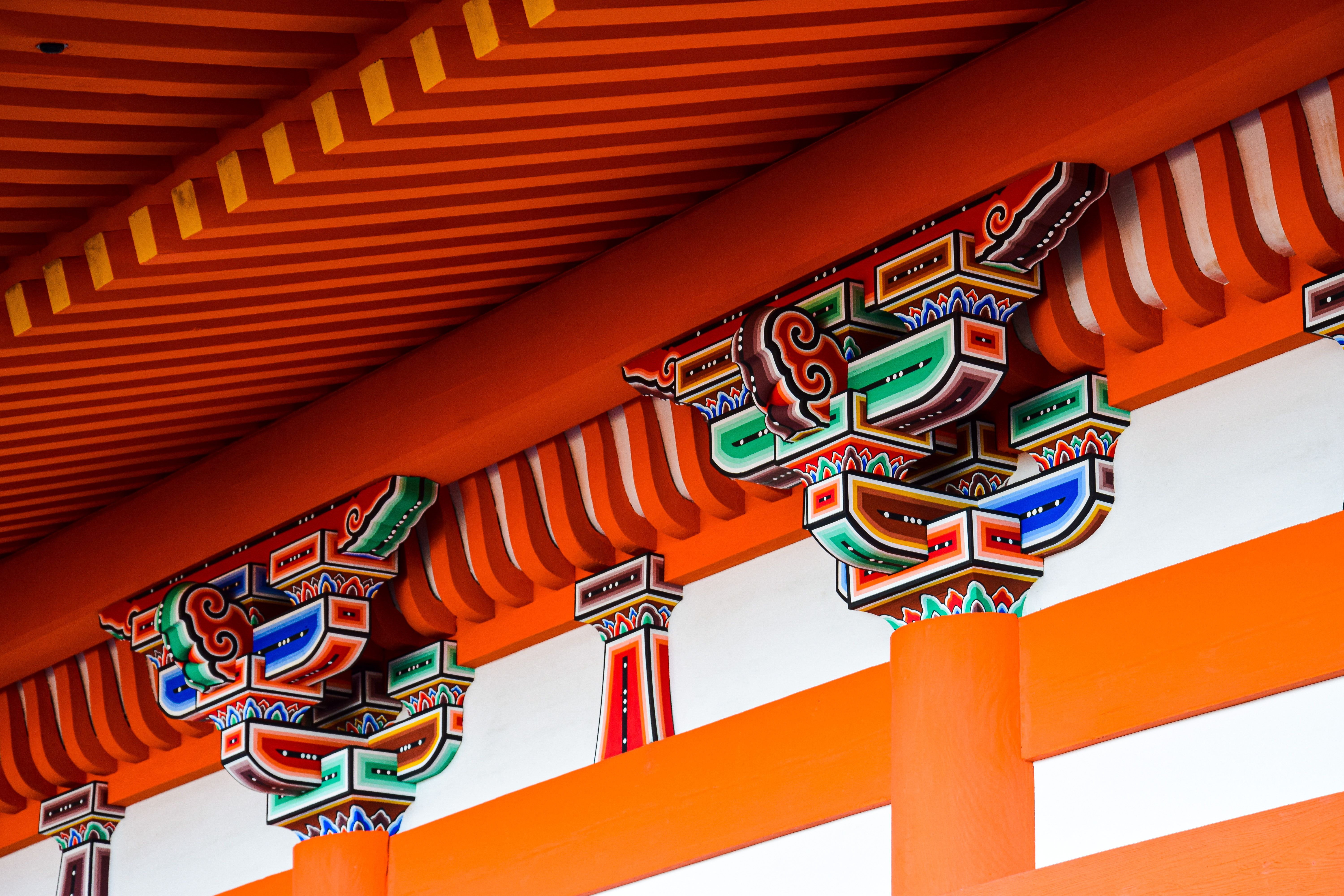 Closeup of Multicoloured Architectural Details of an Japanese Building ...