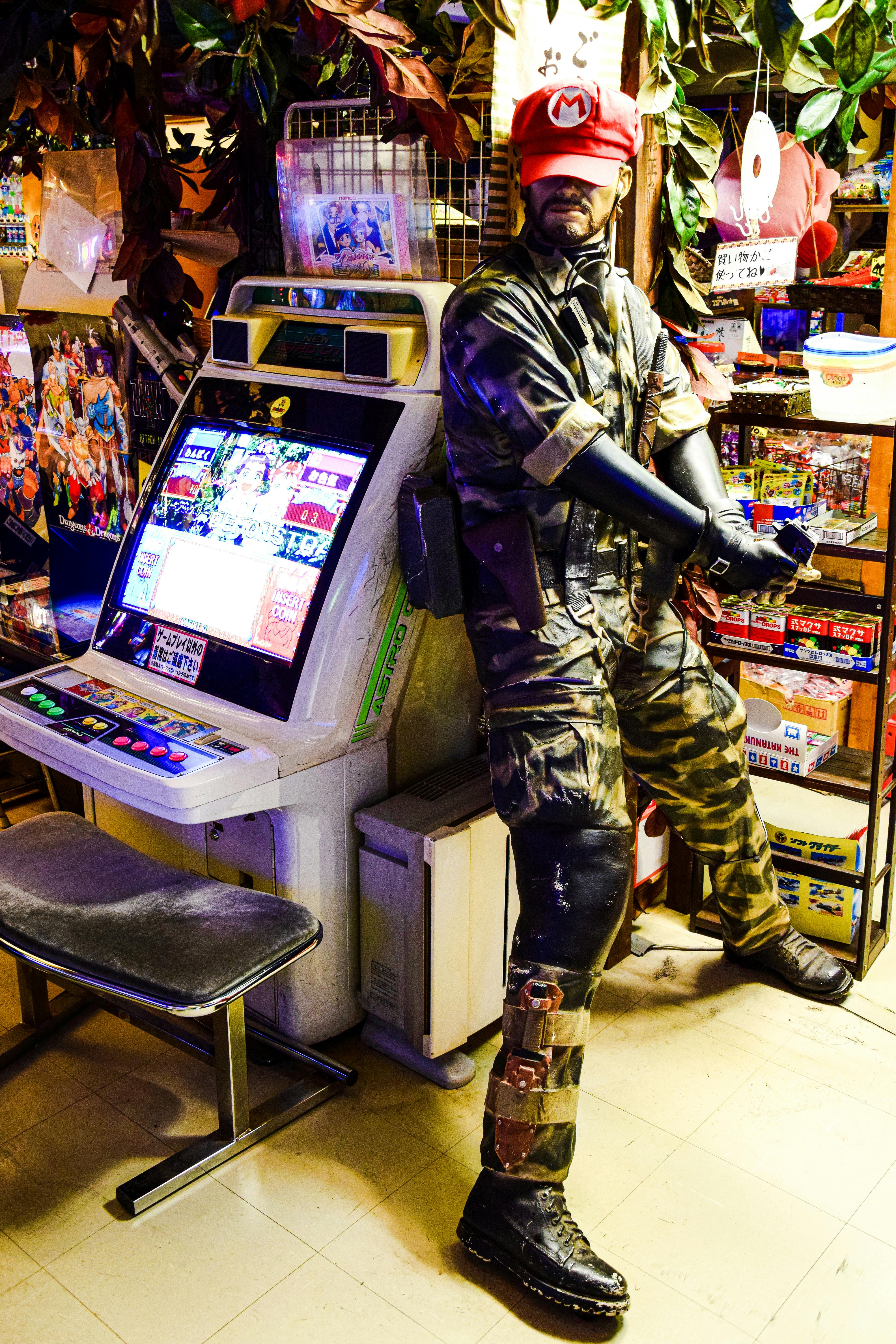 Mannequin of a Man in Military Uniform at a Japanese Video Game Arcade ...