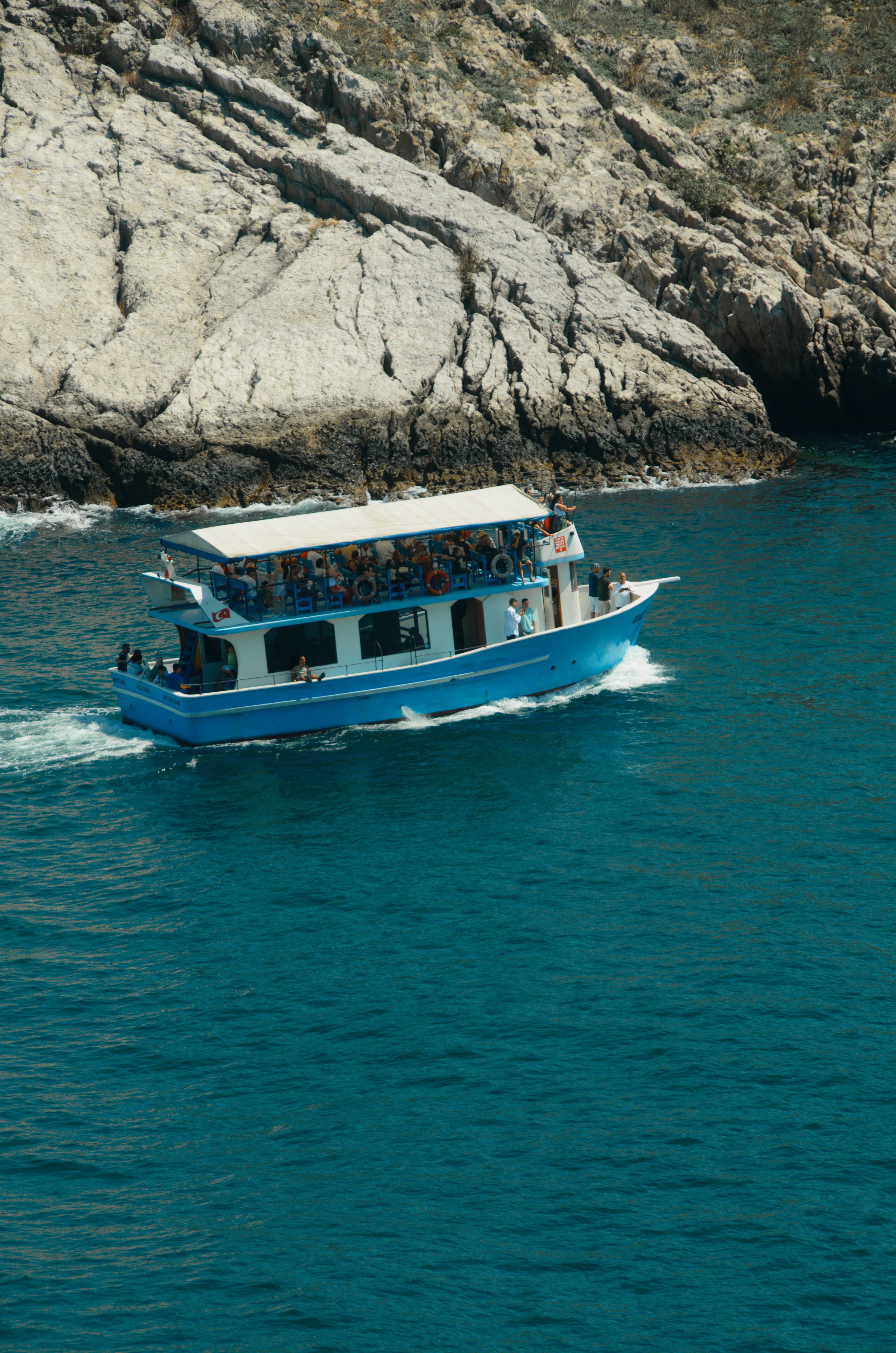 A Ferry Sailing near the Rabbit Island in Black Sea, Amasra, Bartin ...