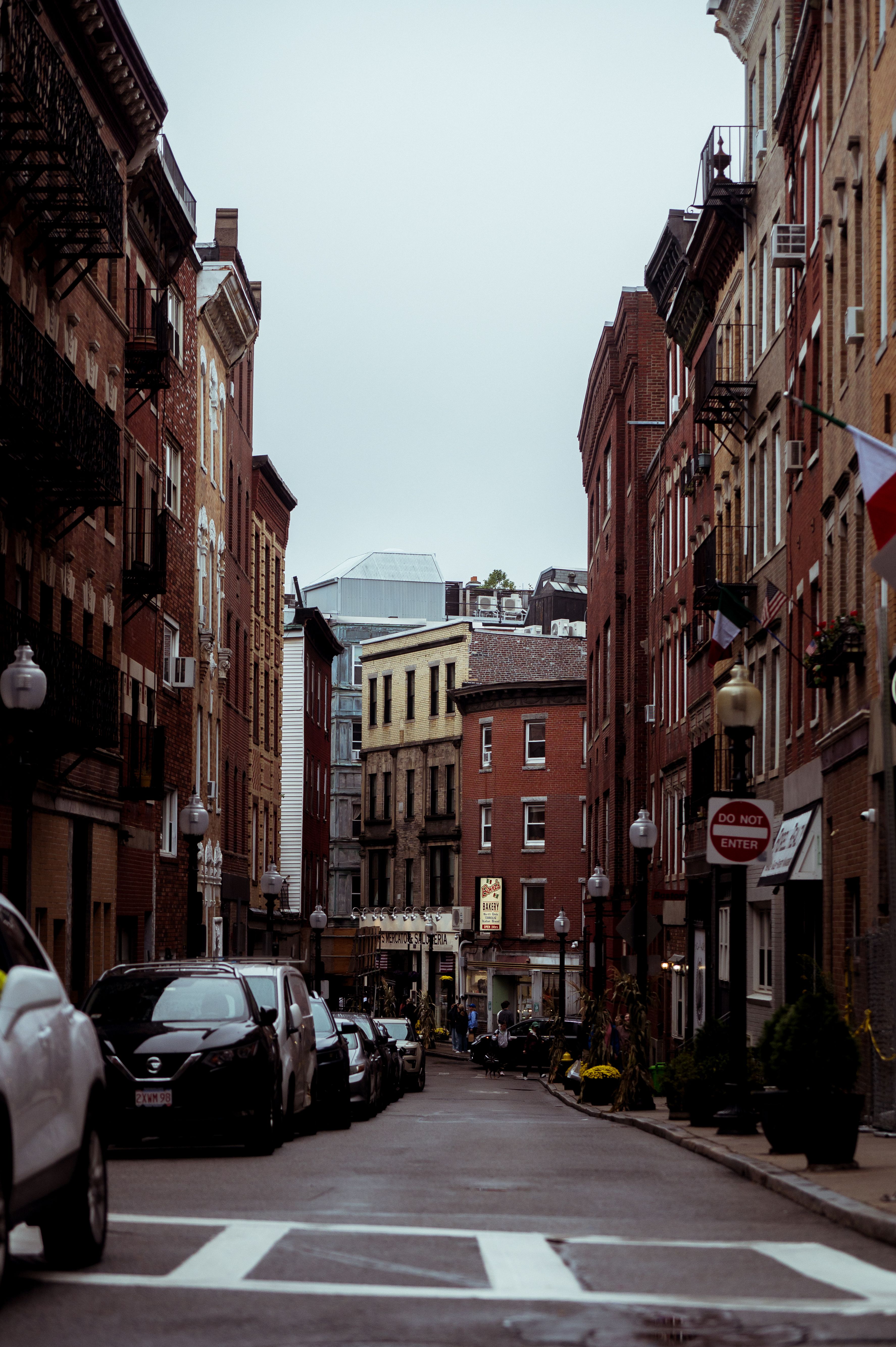 Old Red Brick Houses on a Narrow Street in Boston North End, USA · Free ...