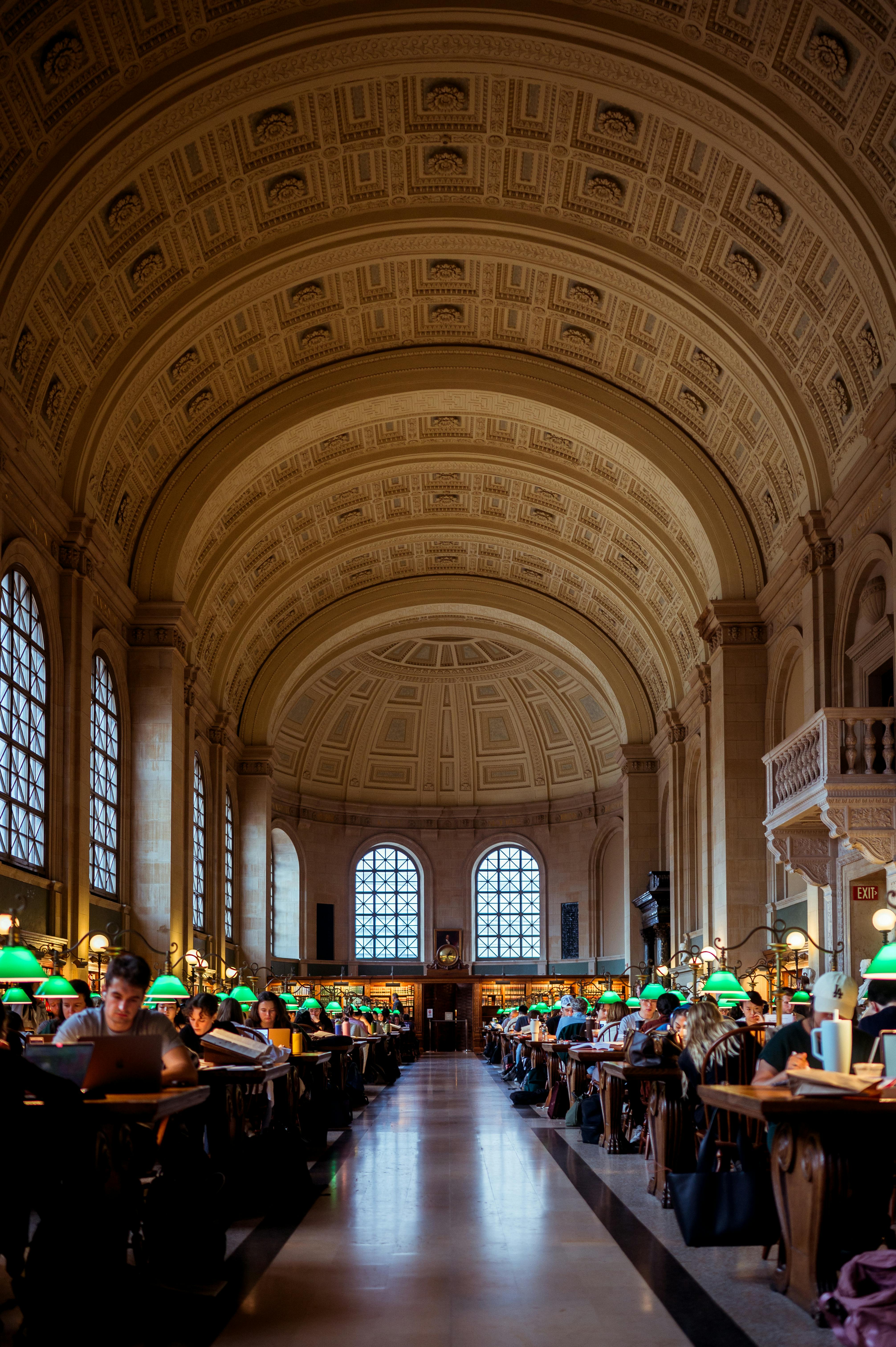 People Reading Books at Boston Public Library Hall · Free Stock Photo