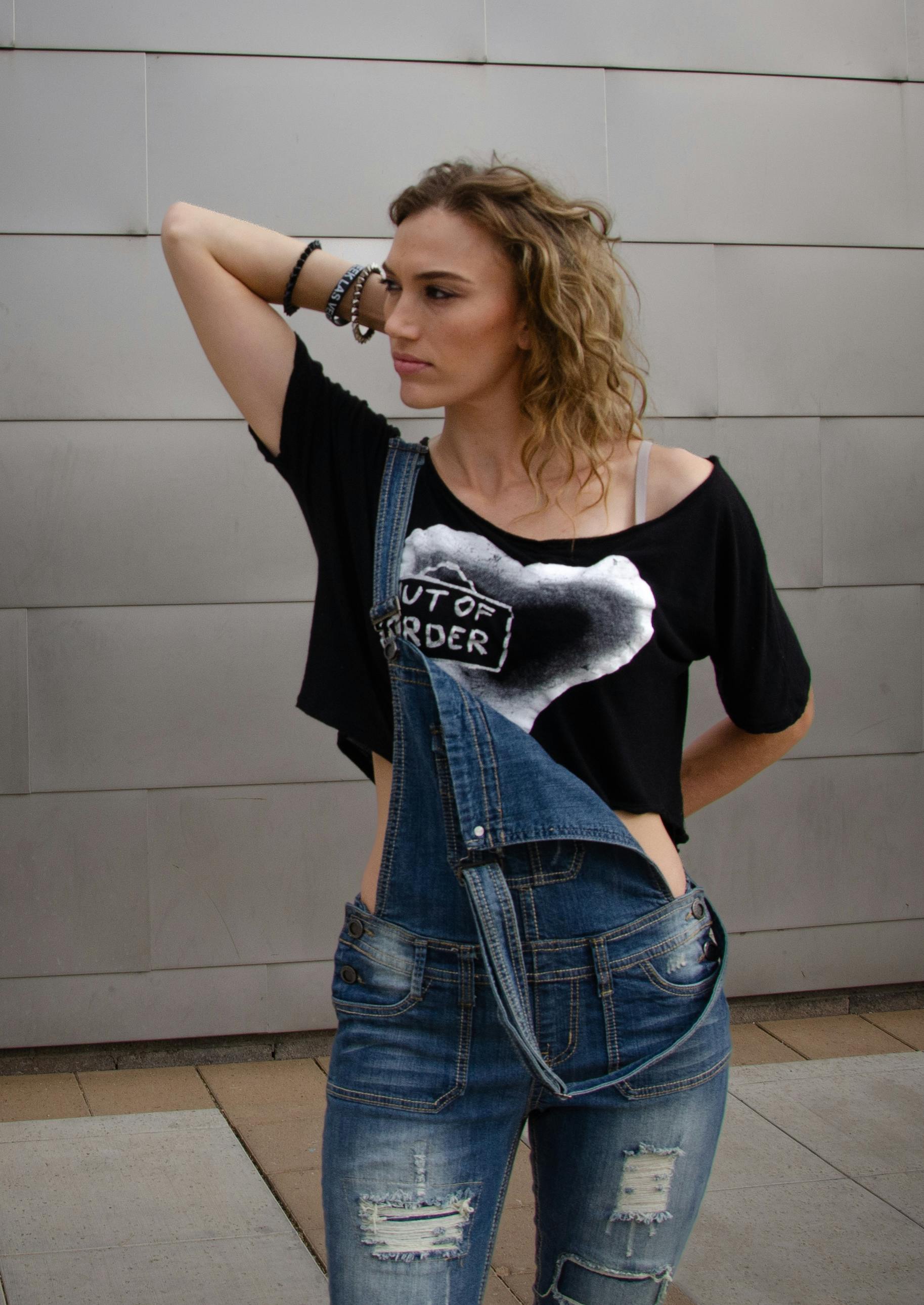 Model Posing in Overalls · Free Stock Photo