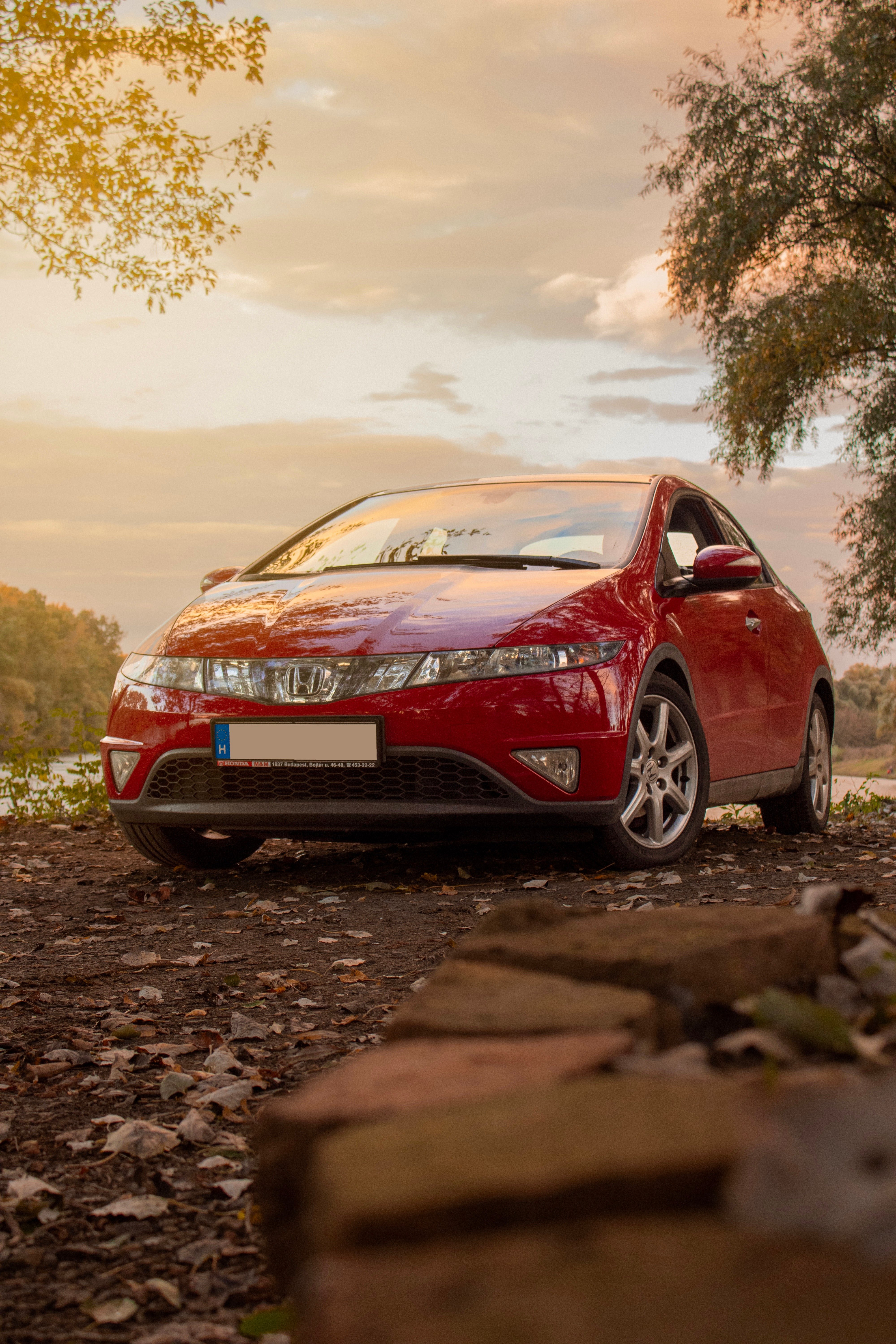 Red Honda on a Road · Free Stock Photo