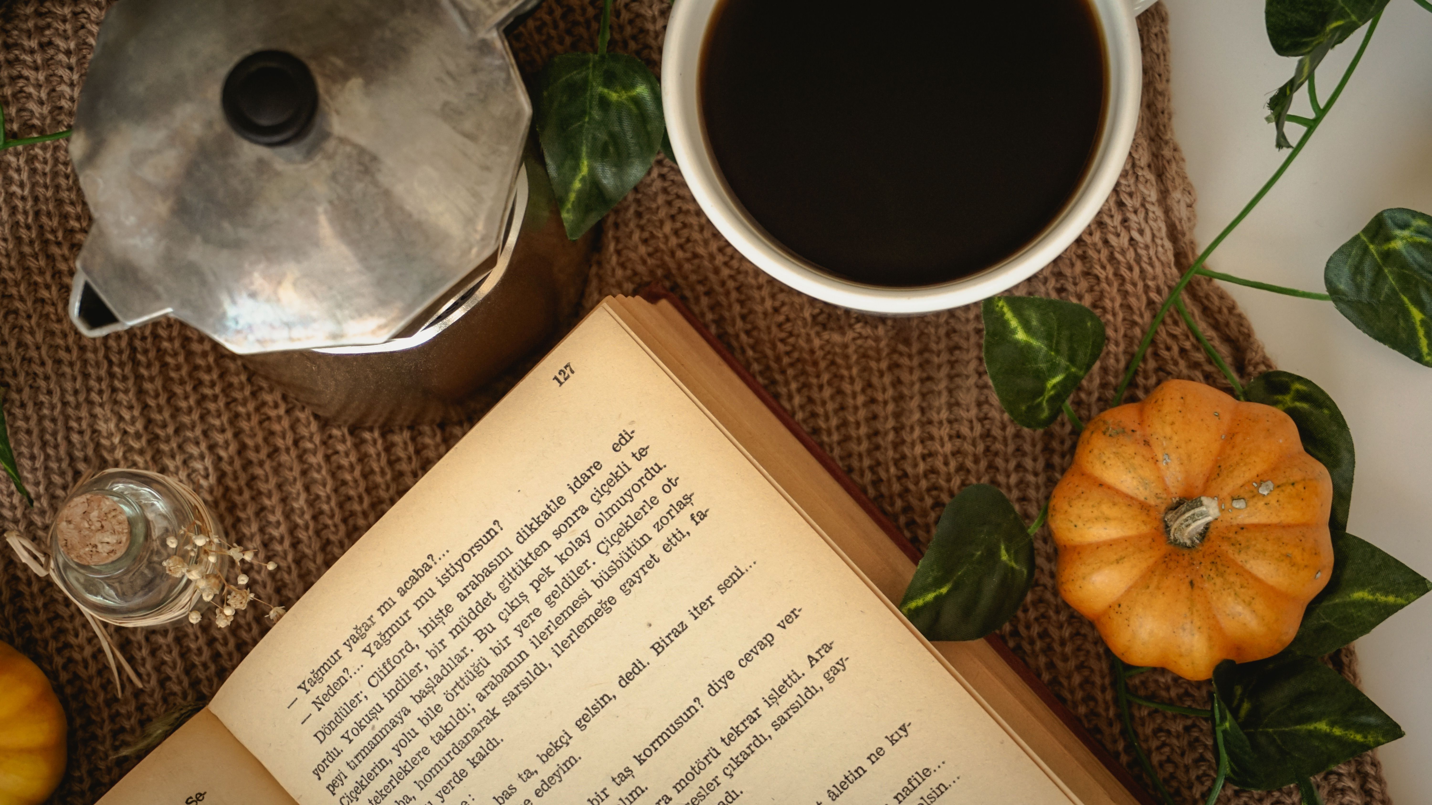 Autumn Still Life with a Book, Coffee and Pumpkin · Free Stock Photo