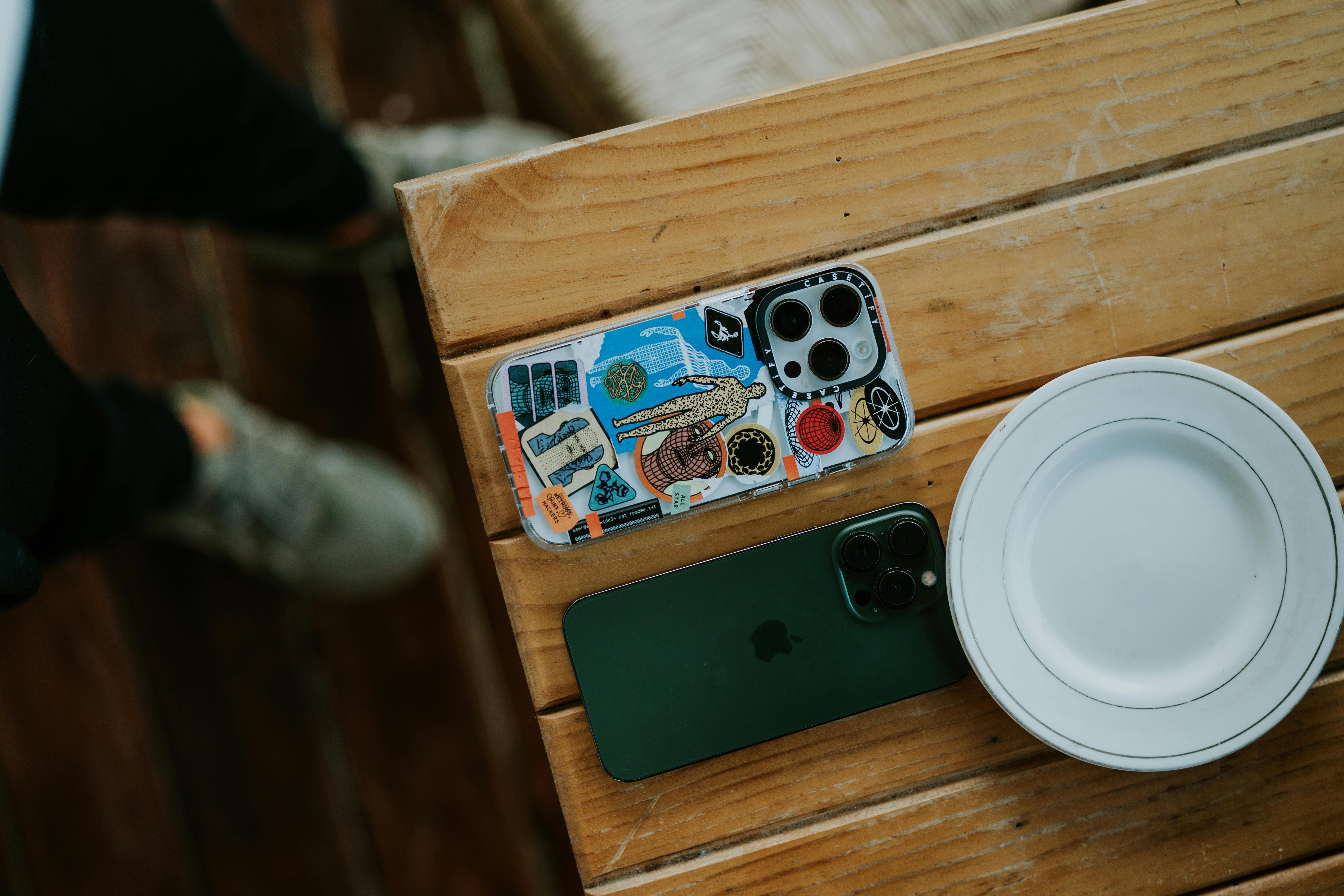 White Apple Iphone on Wooden Table · Free Stock Photo