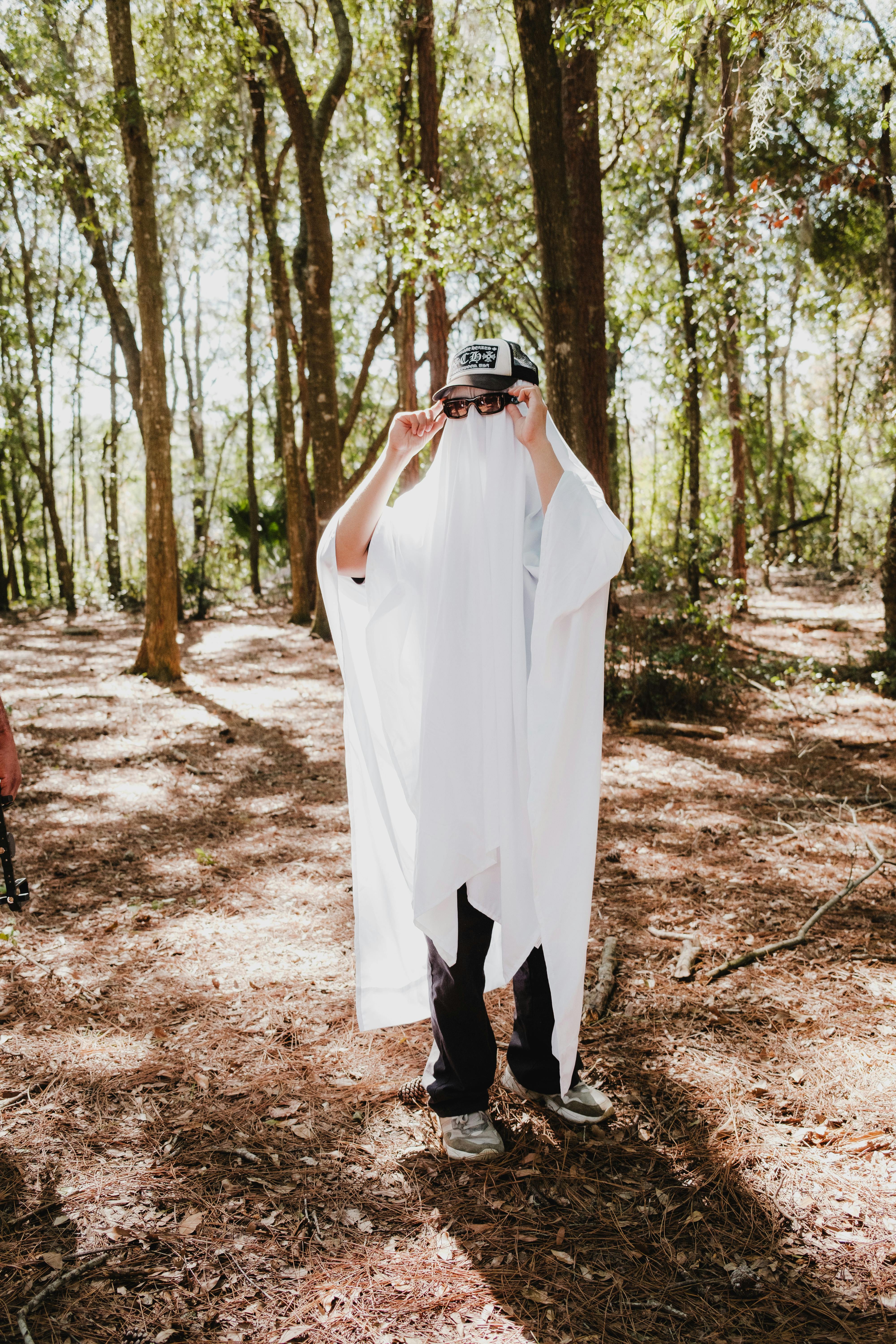 Man in Ghost Costume in Forest · Free Stock Photo