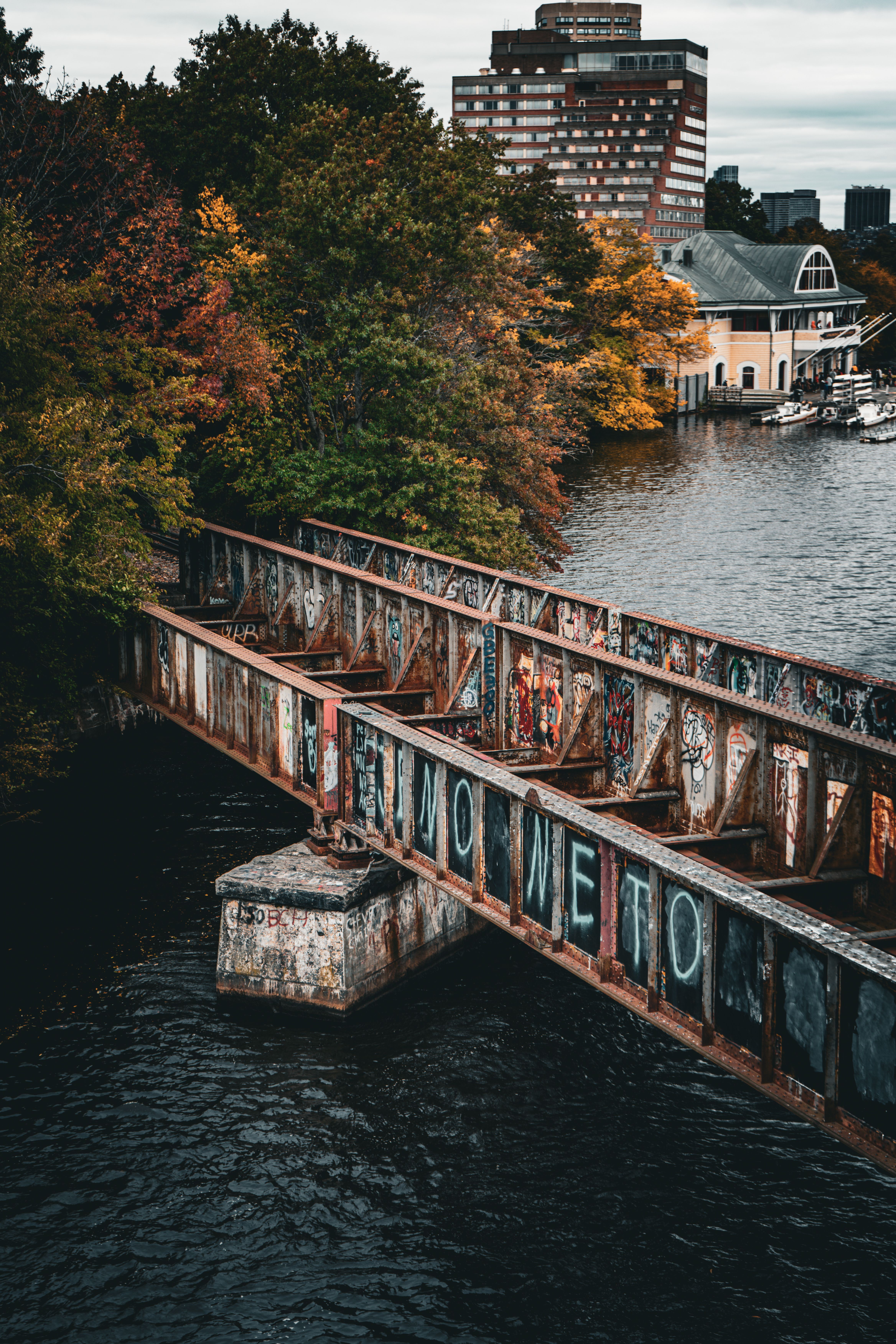 Vintage Footbridge over River · Free Stock Photo