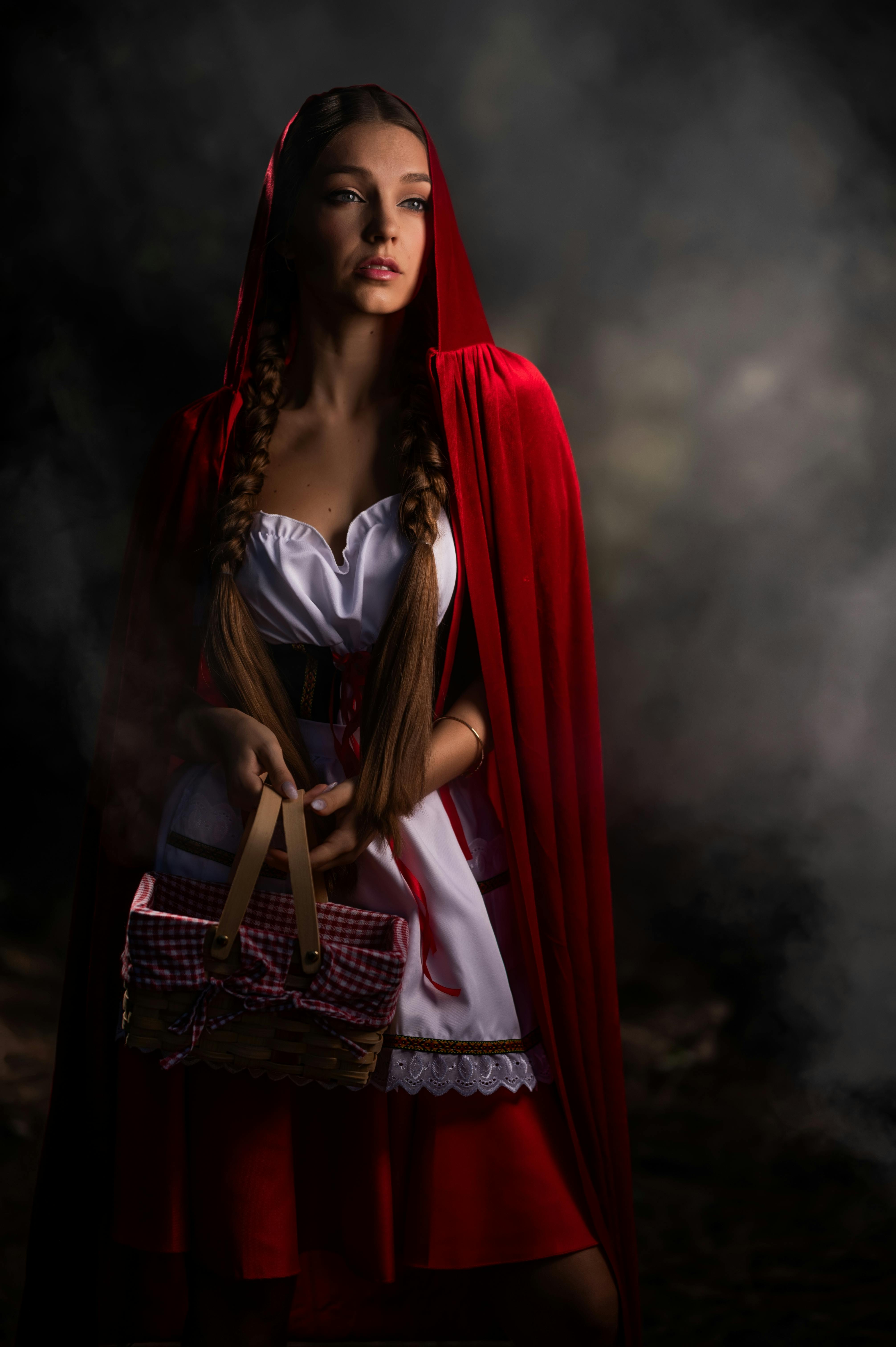 Brunette Woman in Red Riding Hood Costume · Free Stock Photo