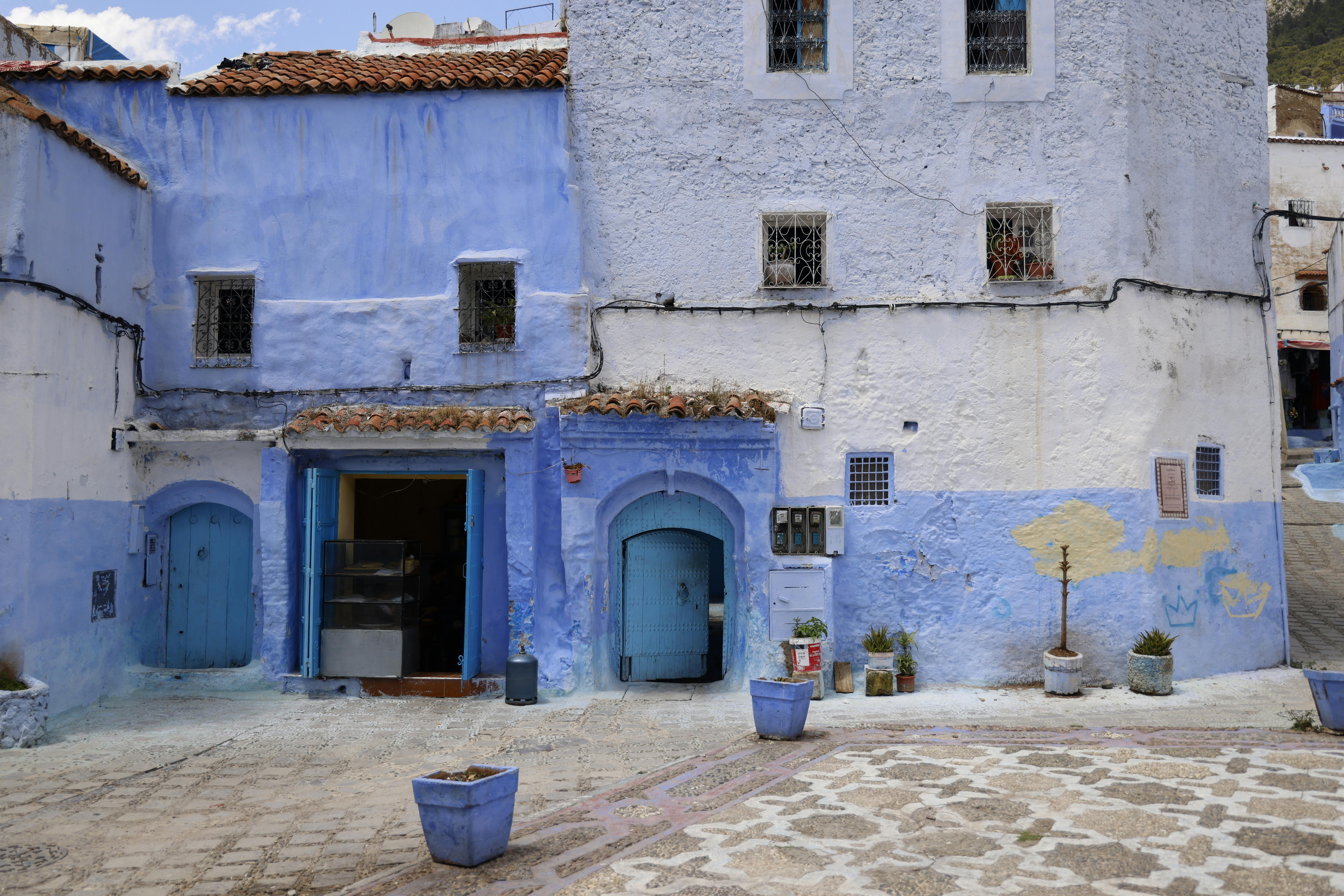 Facade of Blue Houses in Morocco · Free Stock Photo