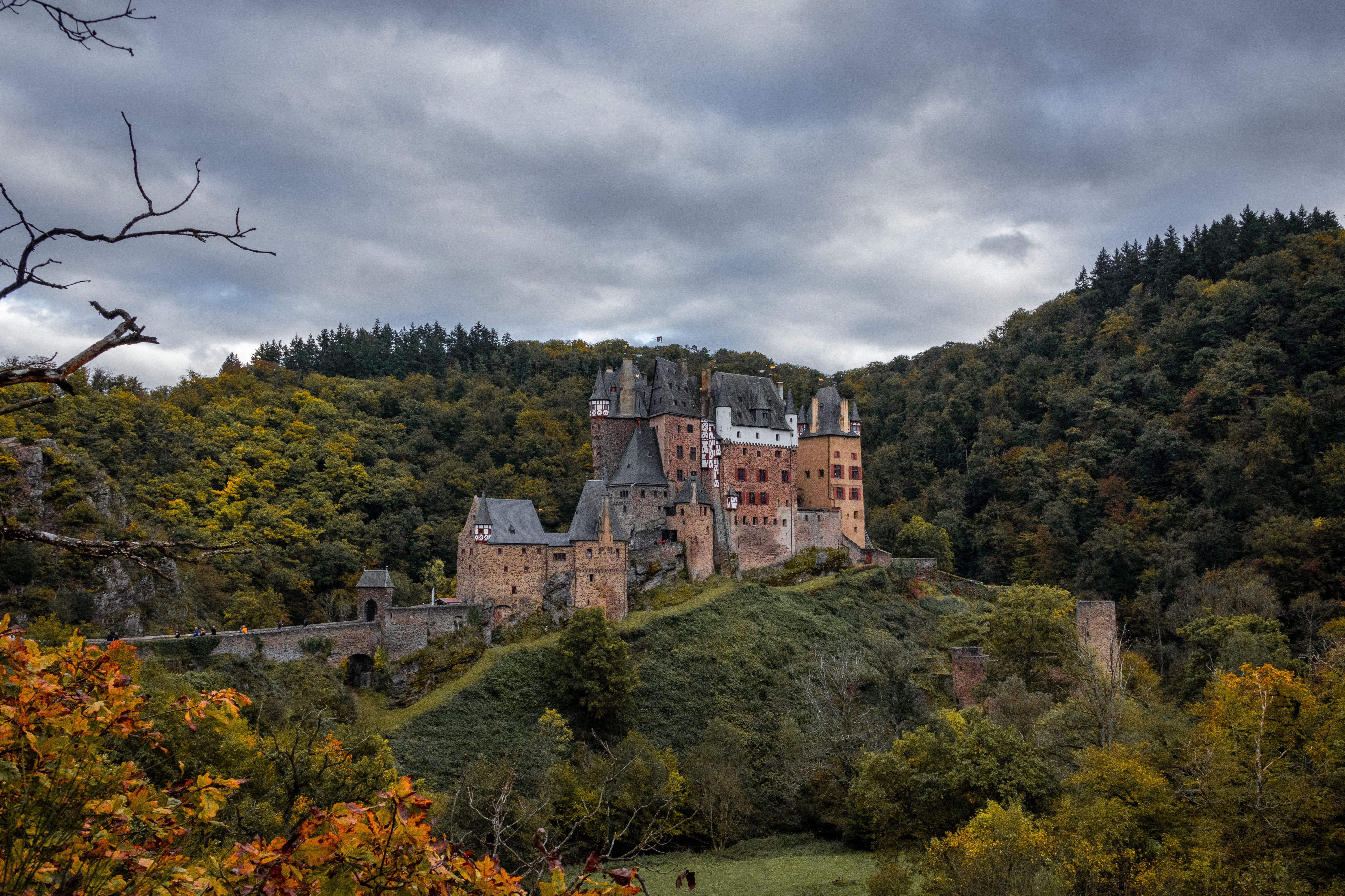 Medieval Eltz Castle on a Hill in Autumn Forest, Wierschem, Germany ...