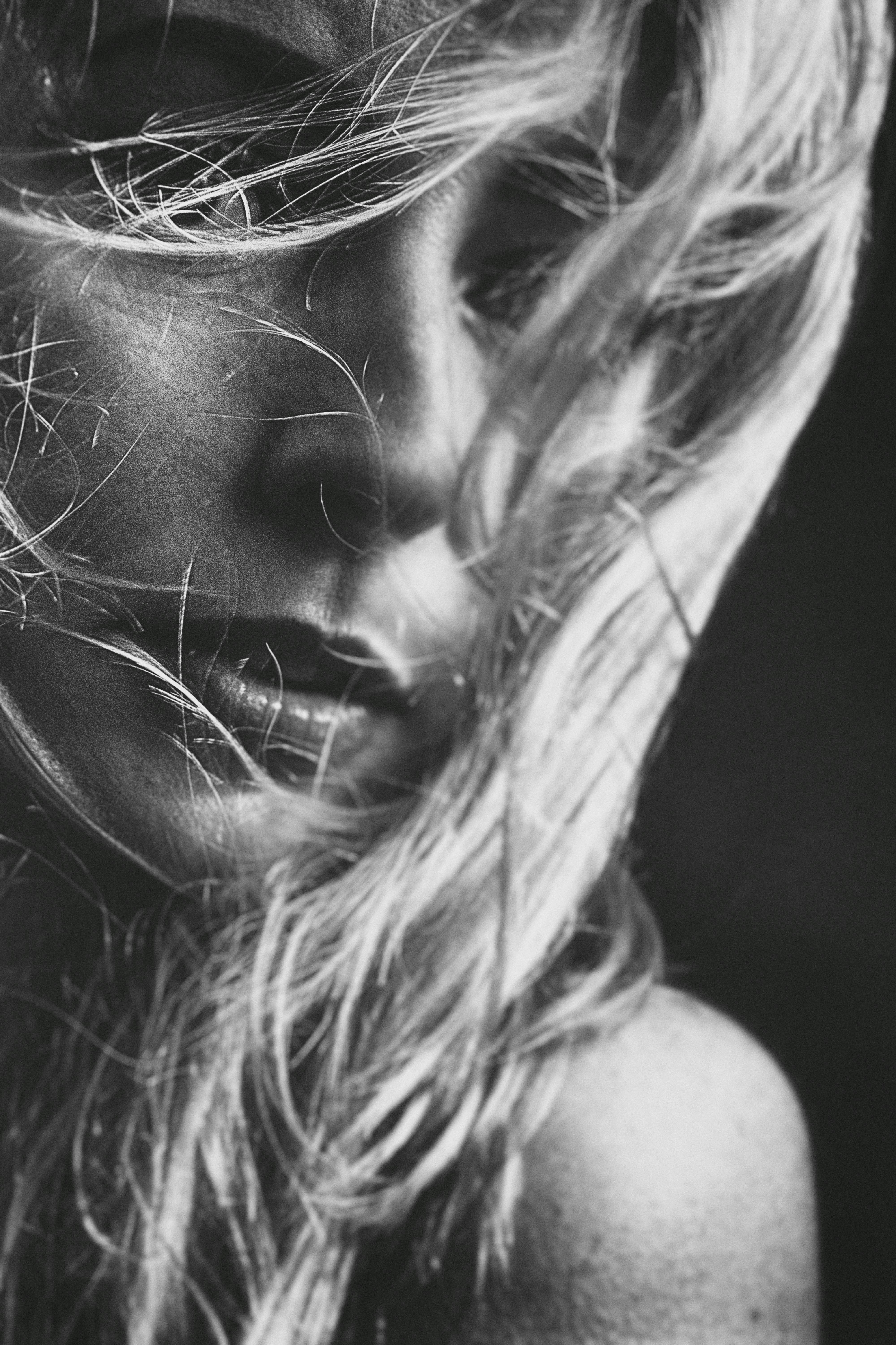 Grayscale Portrait of Woman · Free Stock Photo