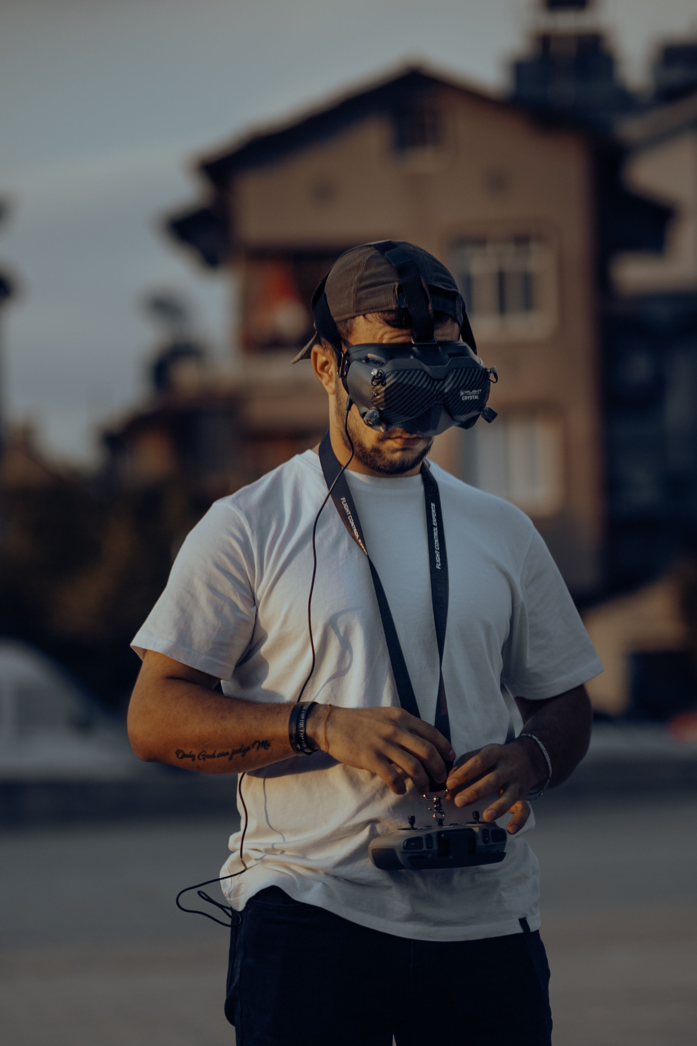 Man with a VR Headset Standing on Street · Free Stock Photo