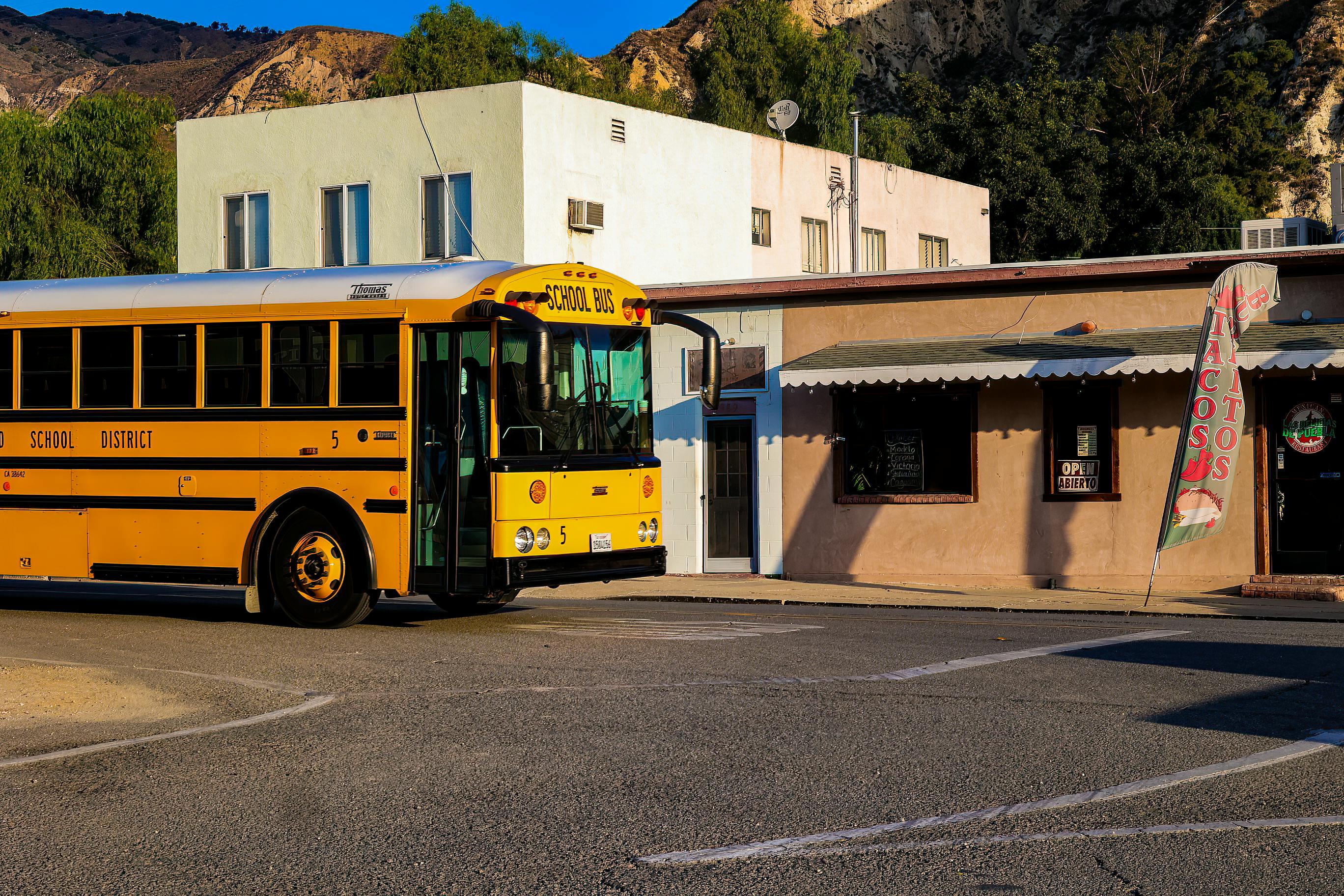 Vintage School Bus on Street · Free Stock Photo